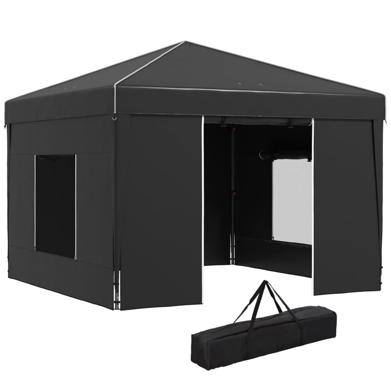 Outsunny 9.7' x 9.7' Pop Up Canopy with Sidewalls, Portable Canopy Tent ...