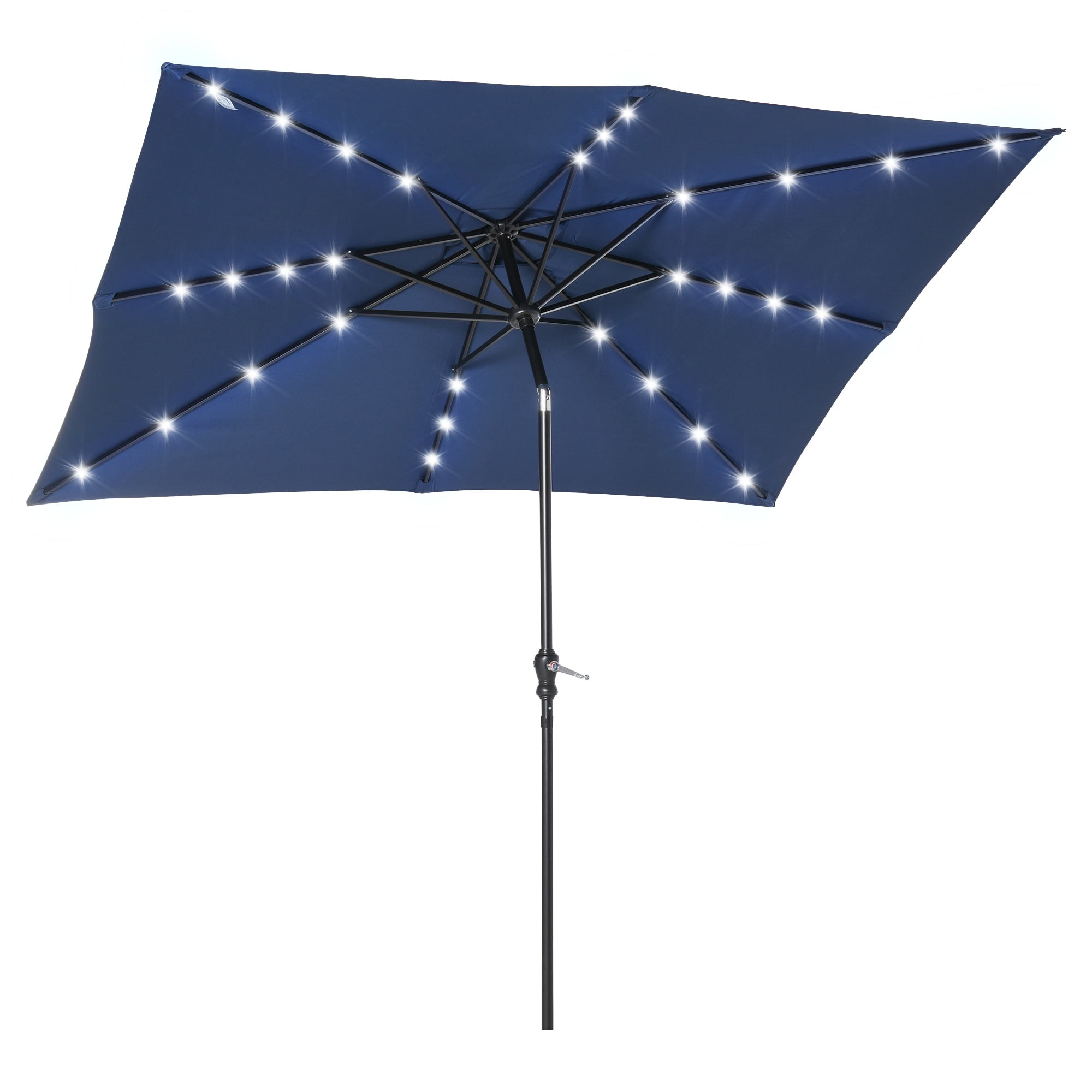 Outsunny 9' x 7' Solar Umbrella, LED Lighted Patio Umbrella for Table ...