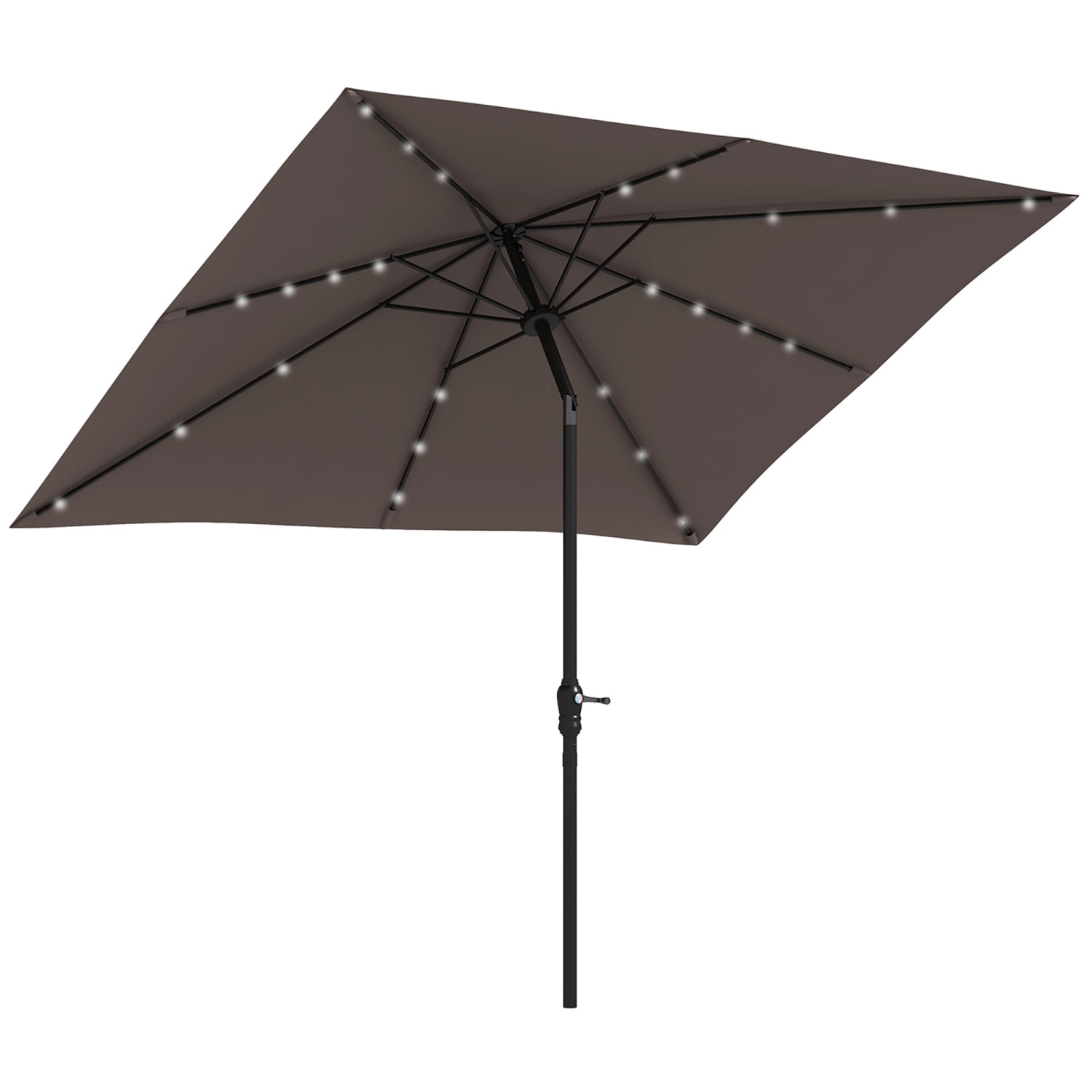 Outsunny 9‘ x 7‘ Solar Umbrella LED Lighted Patio Umbrella for Table or ...