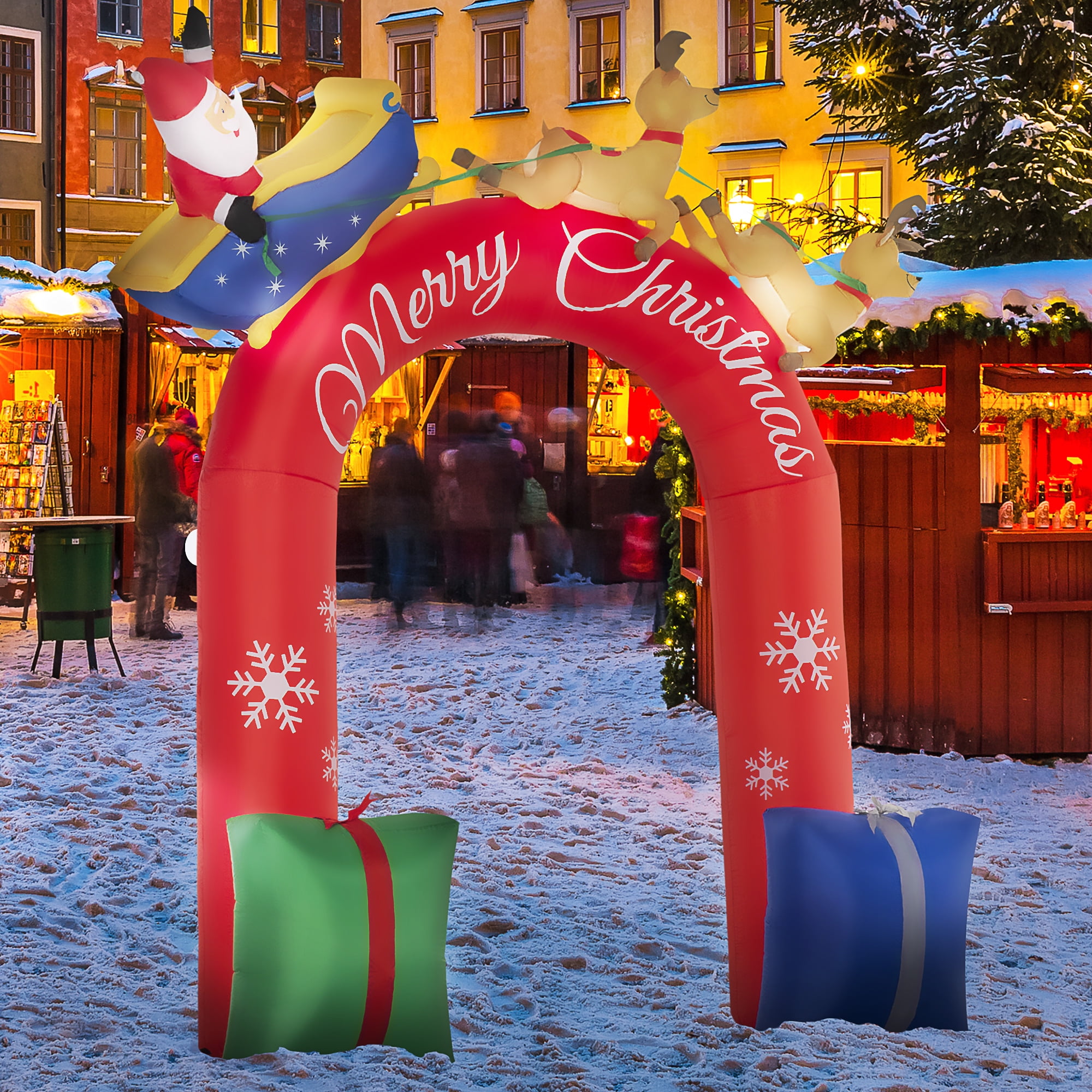Outsunny 9ft Christmas Inflatables Outdoor Decorations Arch with Santa ...