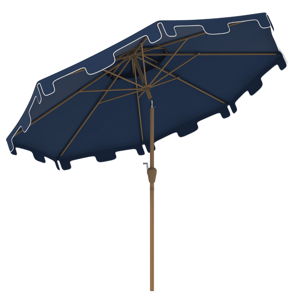 Outsunny 9ft Double Top Dark Blue Patio Umbrella with Tilt Crank & 8 ...