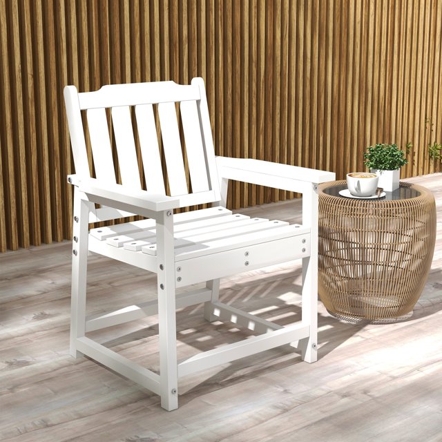 Outsunny Single Exterior Garden Patio Chair with Armrests, Slatted Back ...