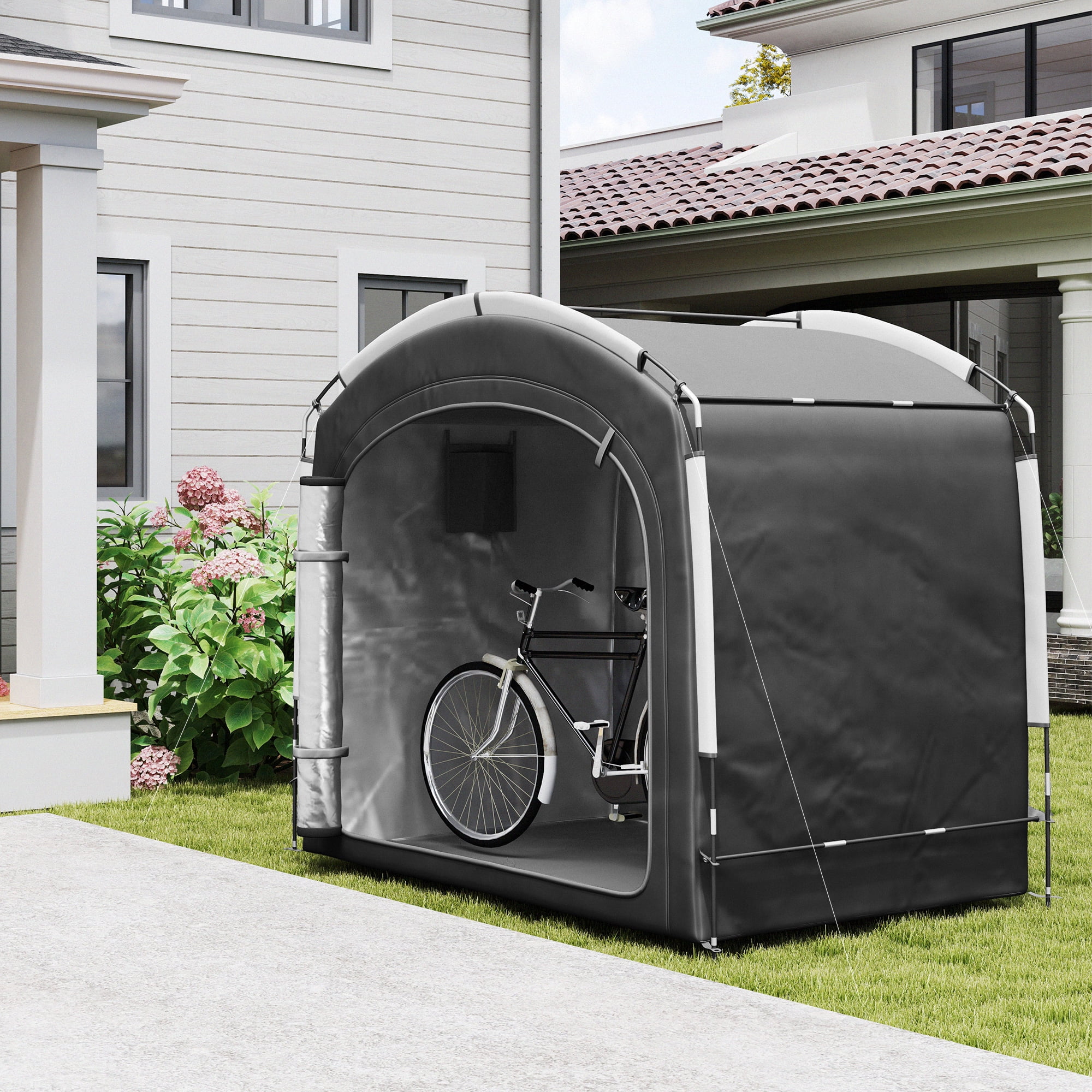 Outsunny Outdoor Bike Storage Shed Shelter, Waterproof 210D Oxford ...