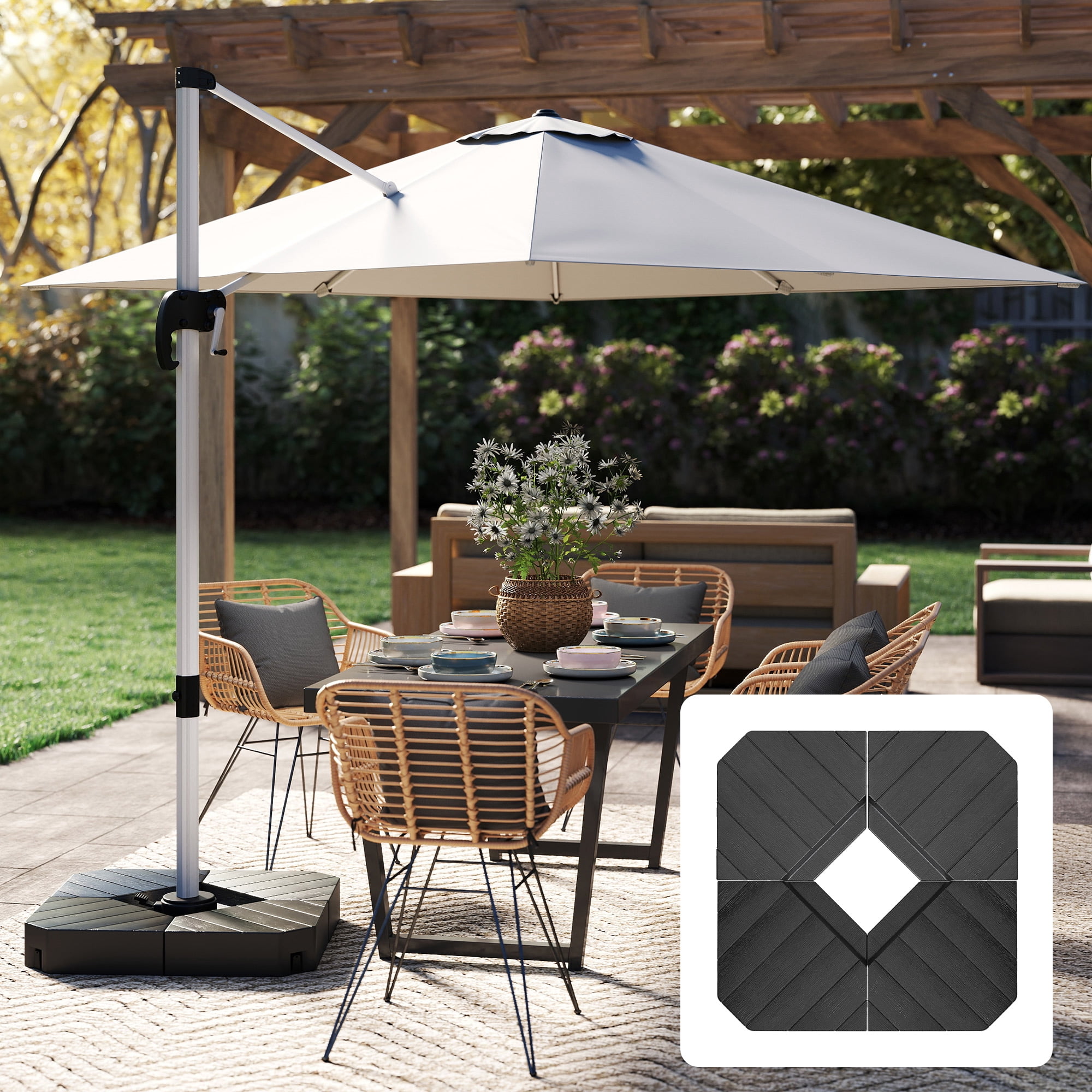 Outsunny Outdoor Offset Patio Umbrella Base Stand Weights, Holds 132 lb ...