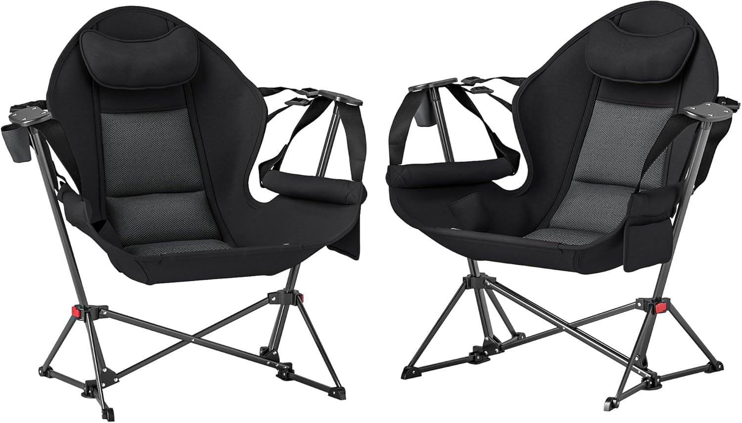 Outsunny Double Hammock Camping Chair, Adjustable Back Folding Rocking ...