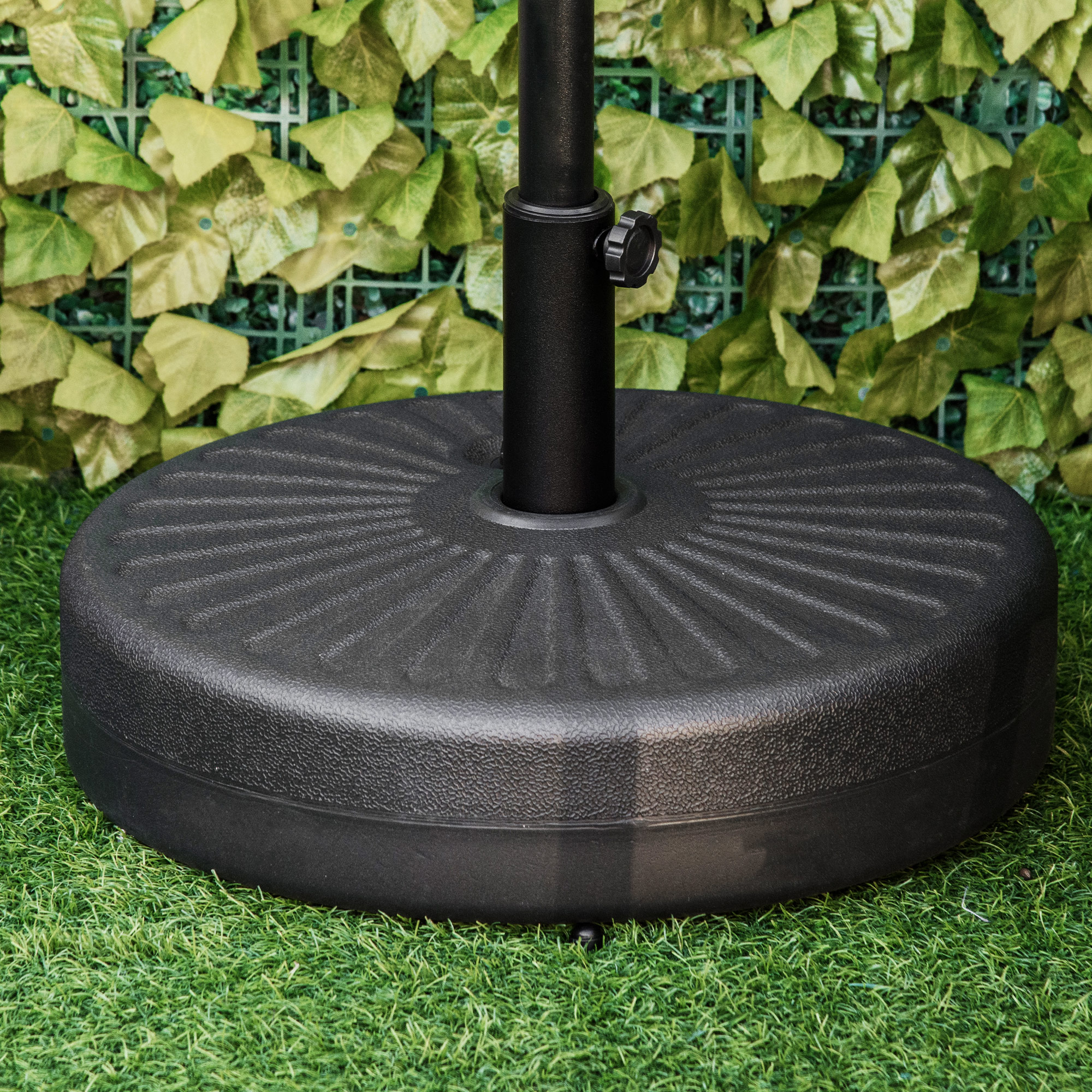 Outsunny 57 lb Black Round HDPE Patio Umbrella Base, Fits 38mm Pole ...