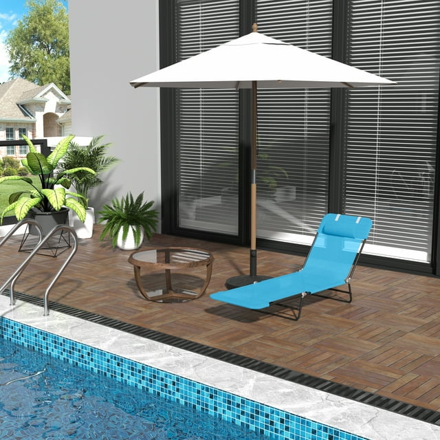 Outsunny Lightweight Folding Outdoor Reclining Pool & Beach Chair w ...