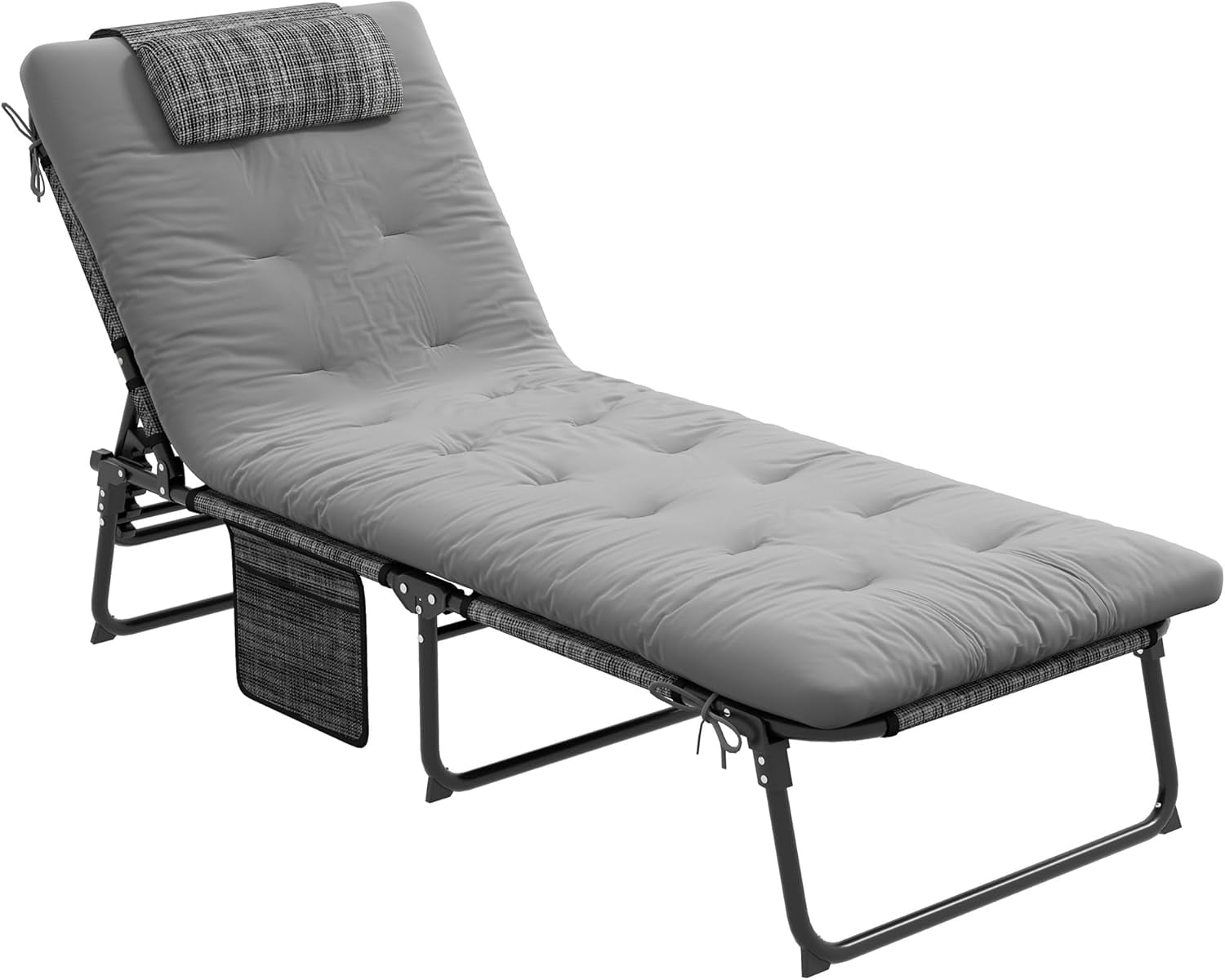 Outsunny Folding Chaise Lounge with 4-Level Reclining Back, Outdoor ...