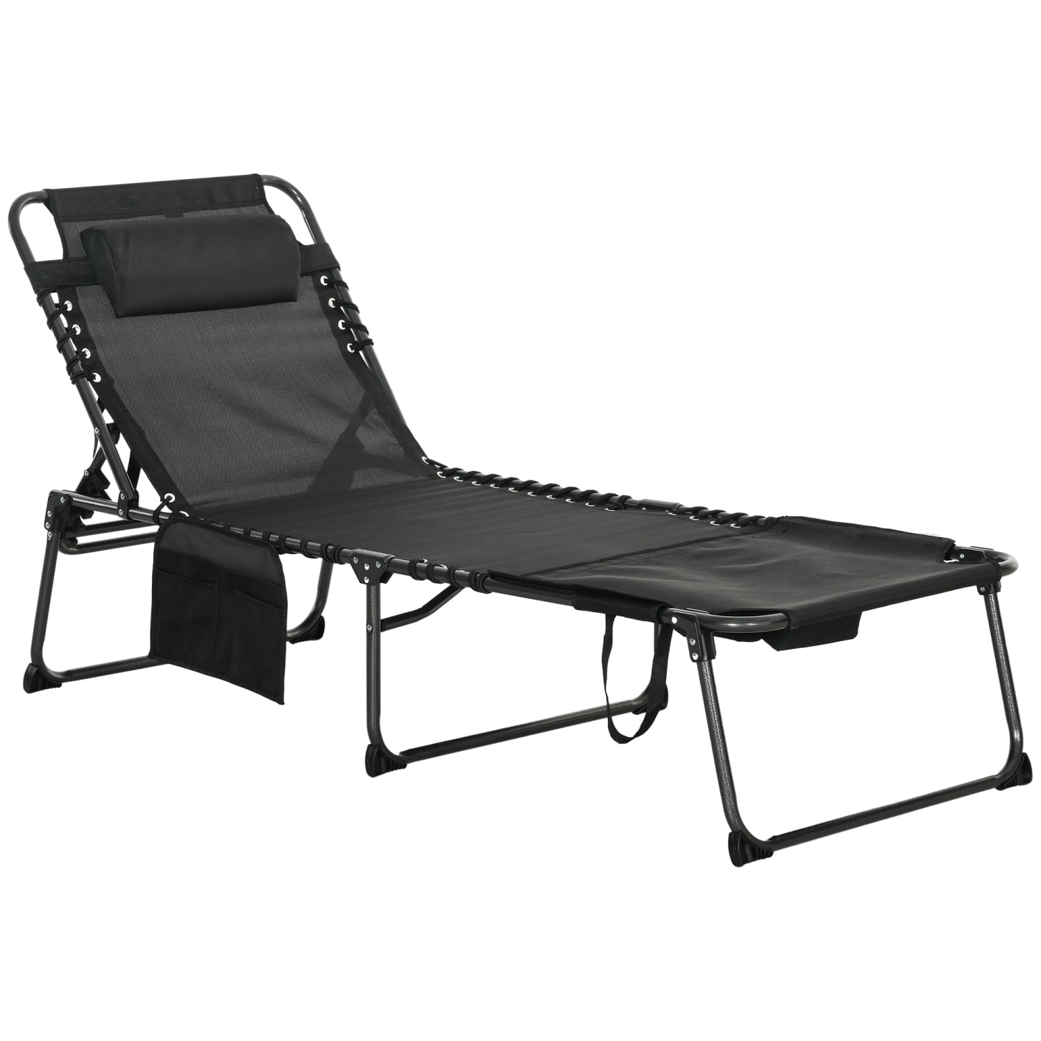 Outsunny Folding Chaise Lounge with 5-level Reclining Back Outdoor ...
