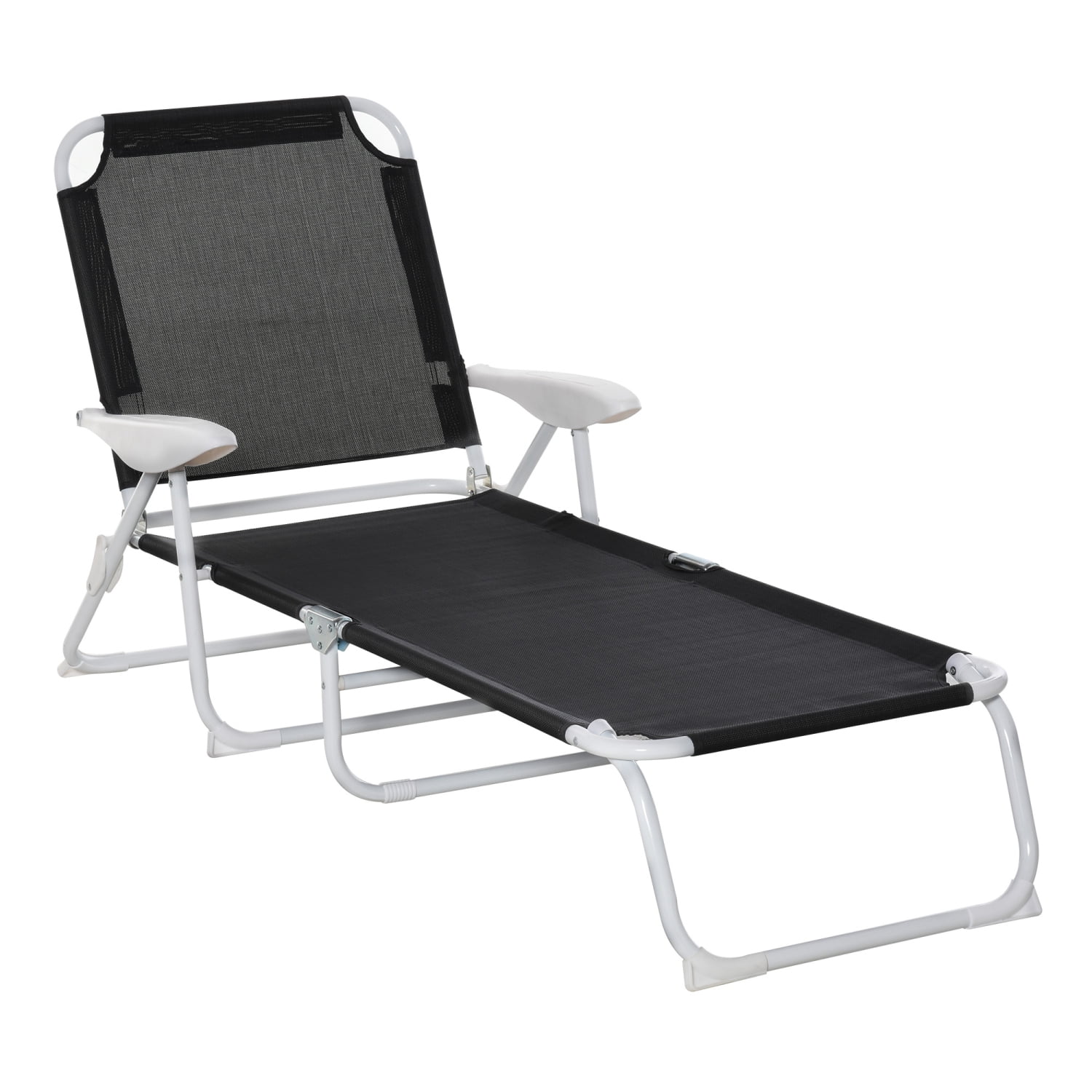Outsunny Folding Chaise Lounge Outdoor Sun Tanning Chair 4-Position ...