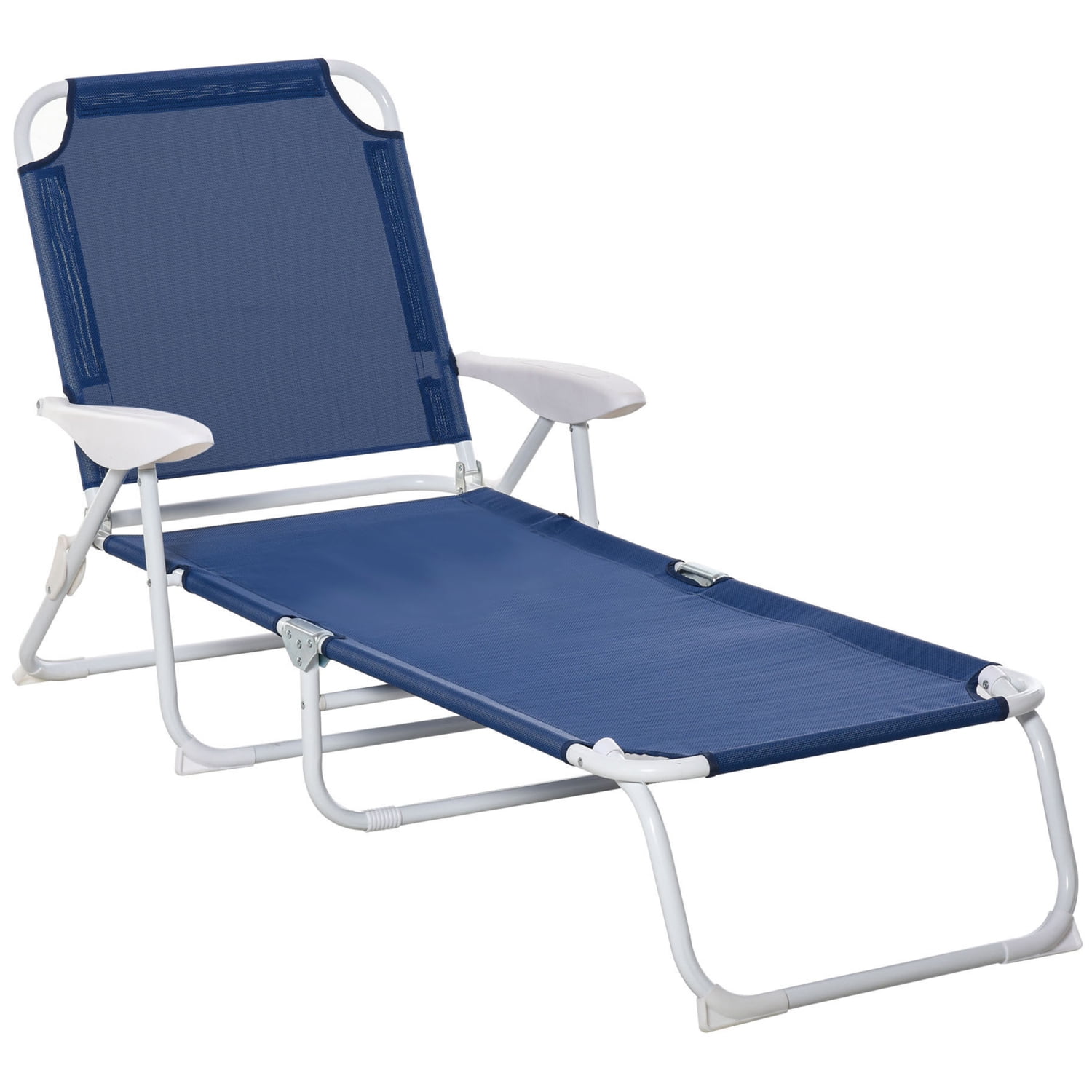 Outsunny Folding Chaise Lounge Outdoor Sun Tanning Chair 4-Position ...