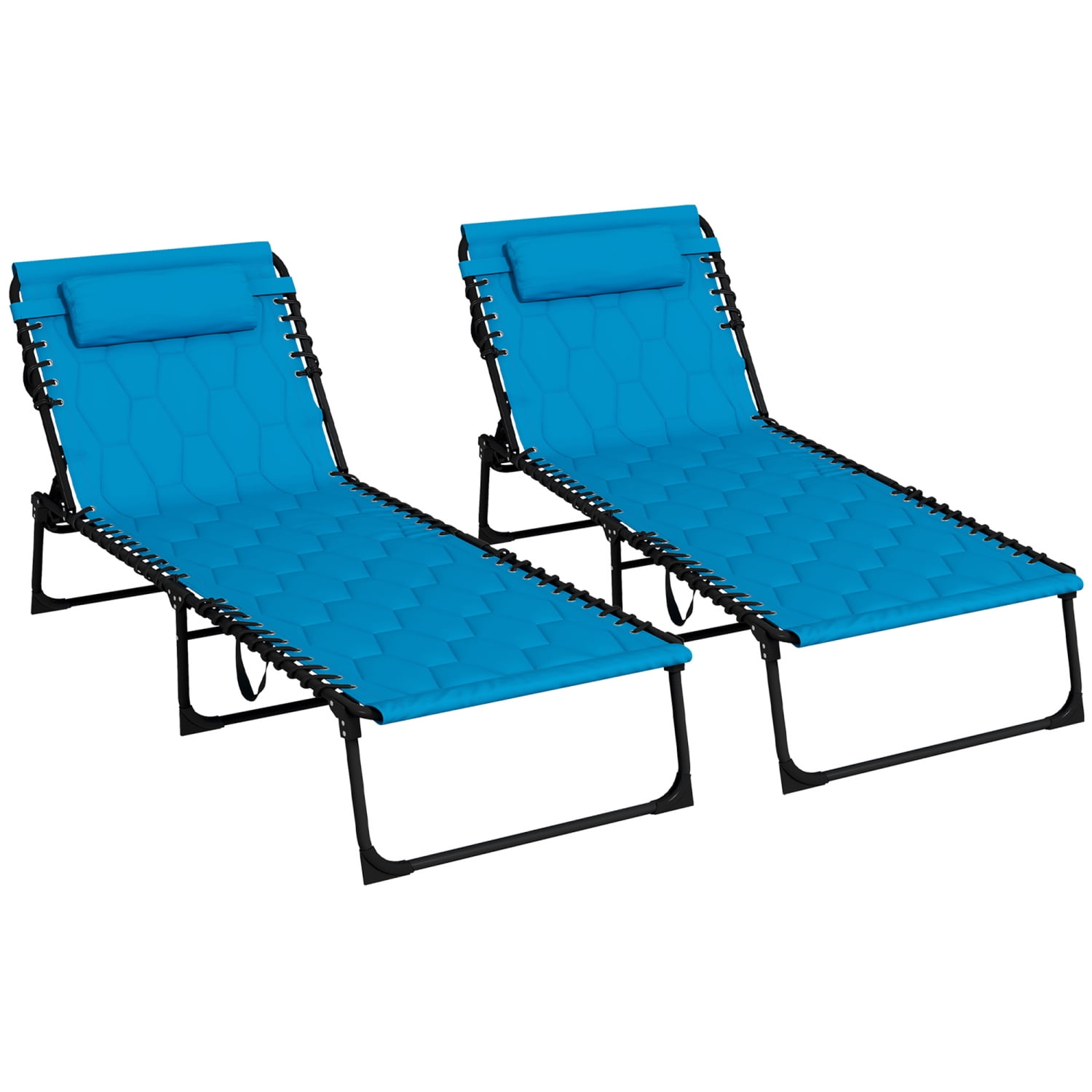 Outsunny Folding Chaise Lounge Set with 5-level Reclining Back Outdoor ...