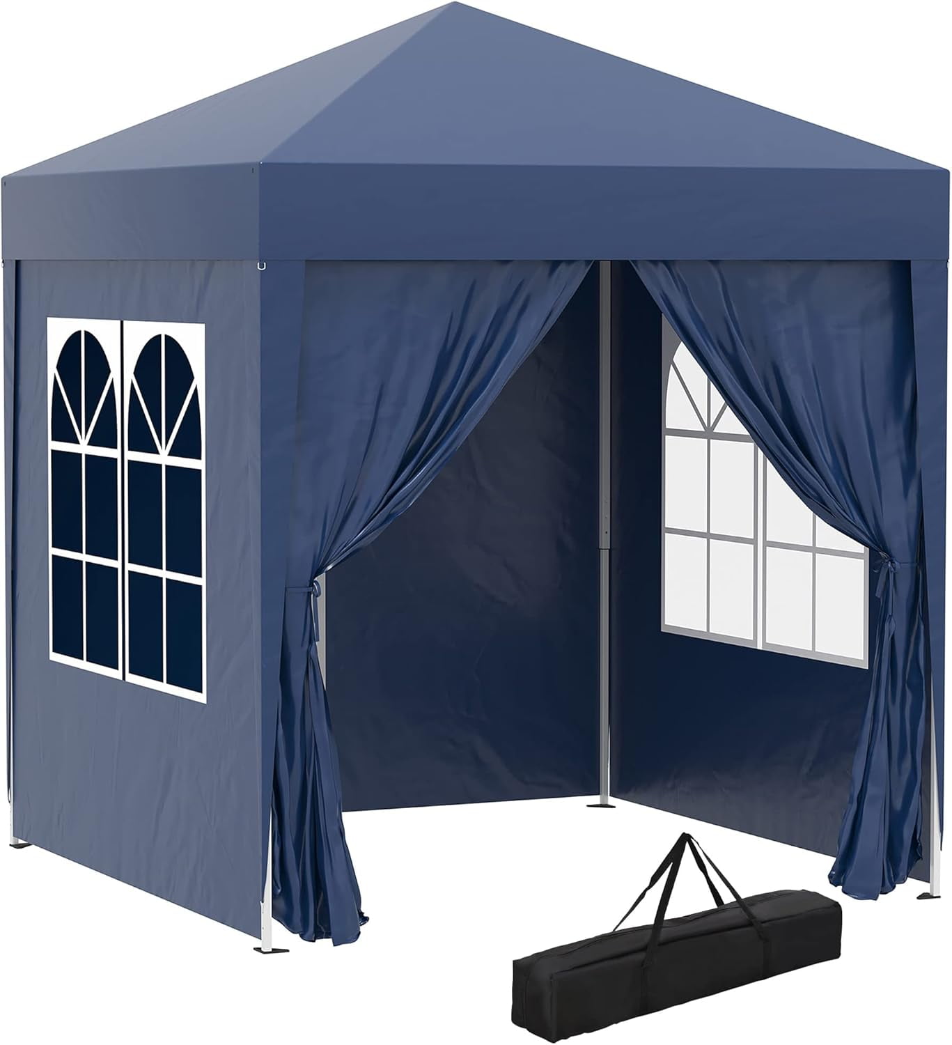 Outsunny Folding Gazebo 2 x 2 m Gazebo with 4 Side Walls Window Marquee ...
