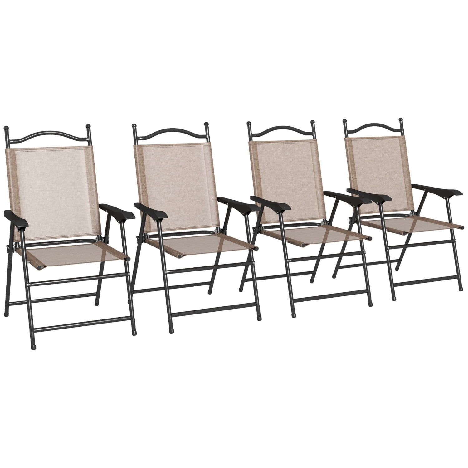 Outsunny Folding Patio Chairs Set of 4 Sports Chairs for Adults Camping ...