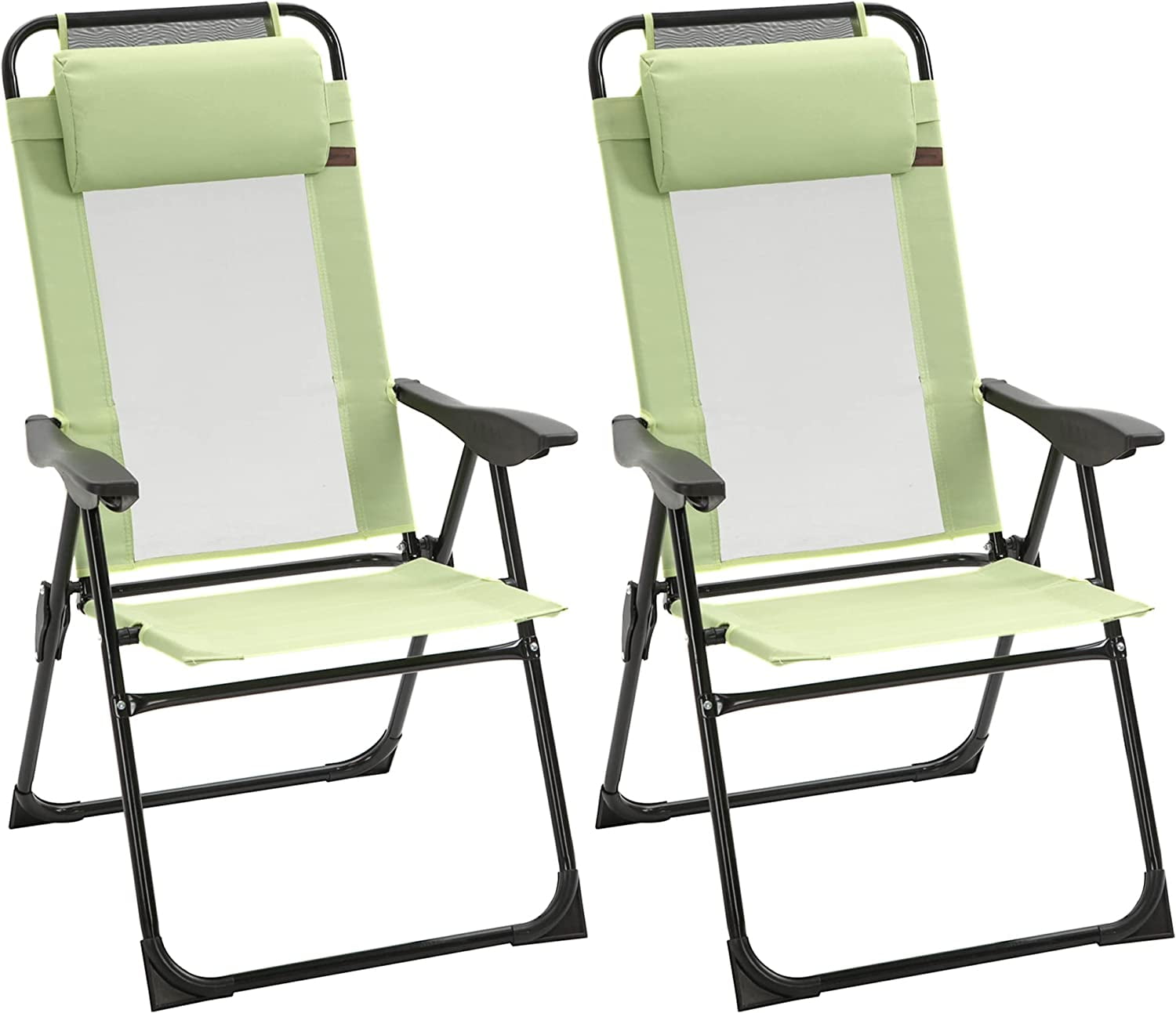 Outsunny Folding Patio Dining Chairs Set of 2, Outdoor Deck Chair with ...