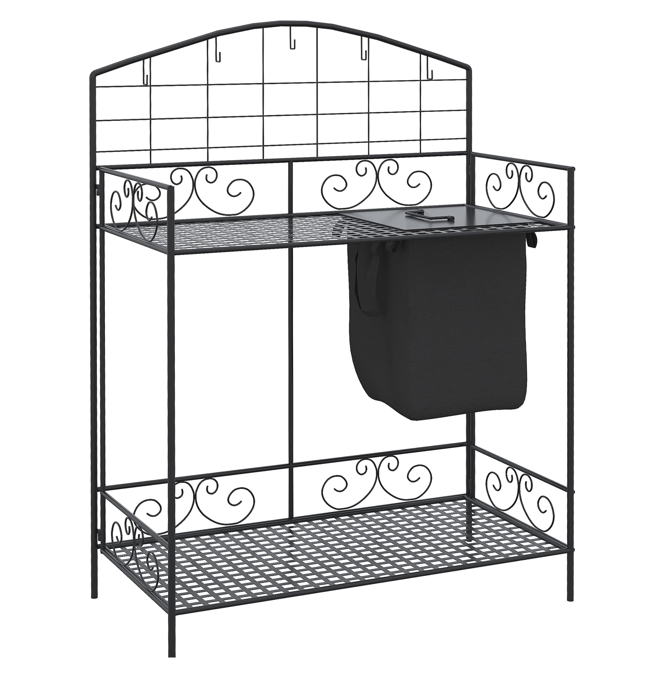 Outsunny Folding Potting Bench Table, Metal Garden Workstation, Work ...