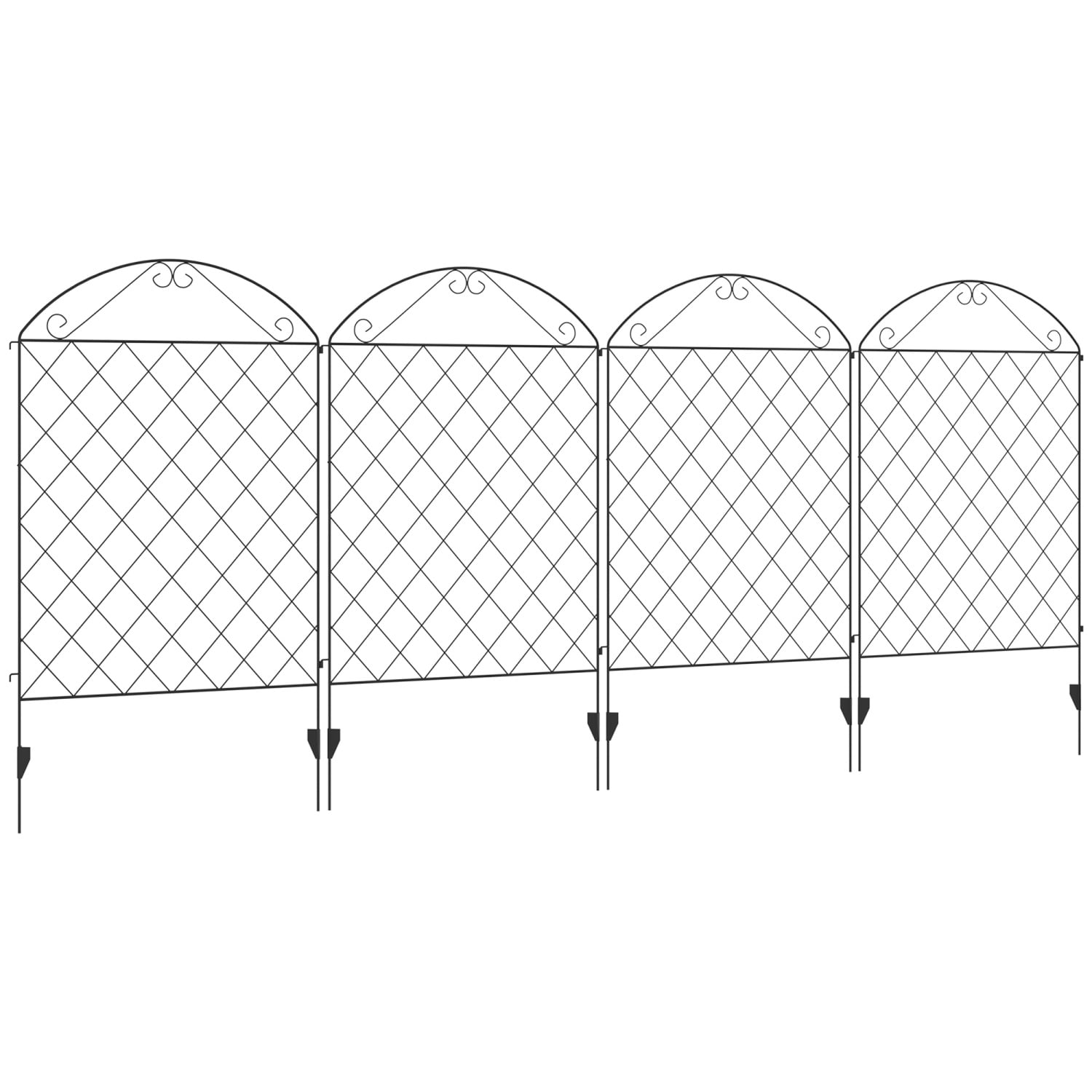 Outsunny Garden Fence 4 Pack Steel Fence Panels 11.4‘ L x 43” H Rust ...