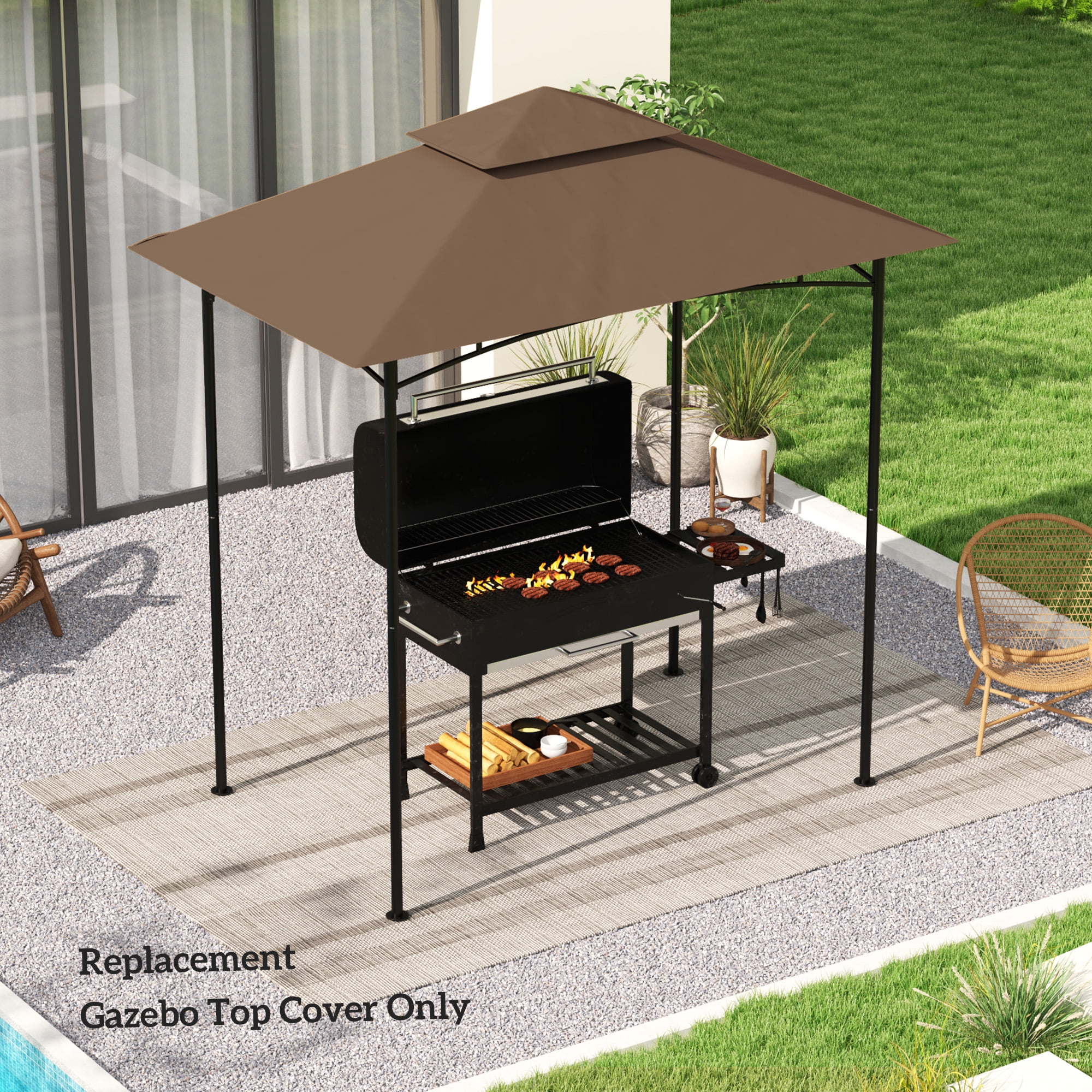 Outsunny Grill Gazebo Canopy Replacement Cover Only, UPF50+ 5' x 8' BBQ Canopy Replacement Cover ...