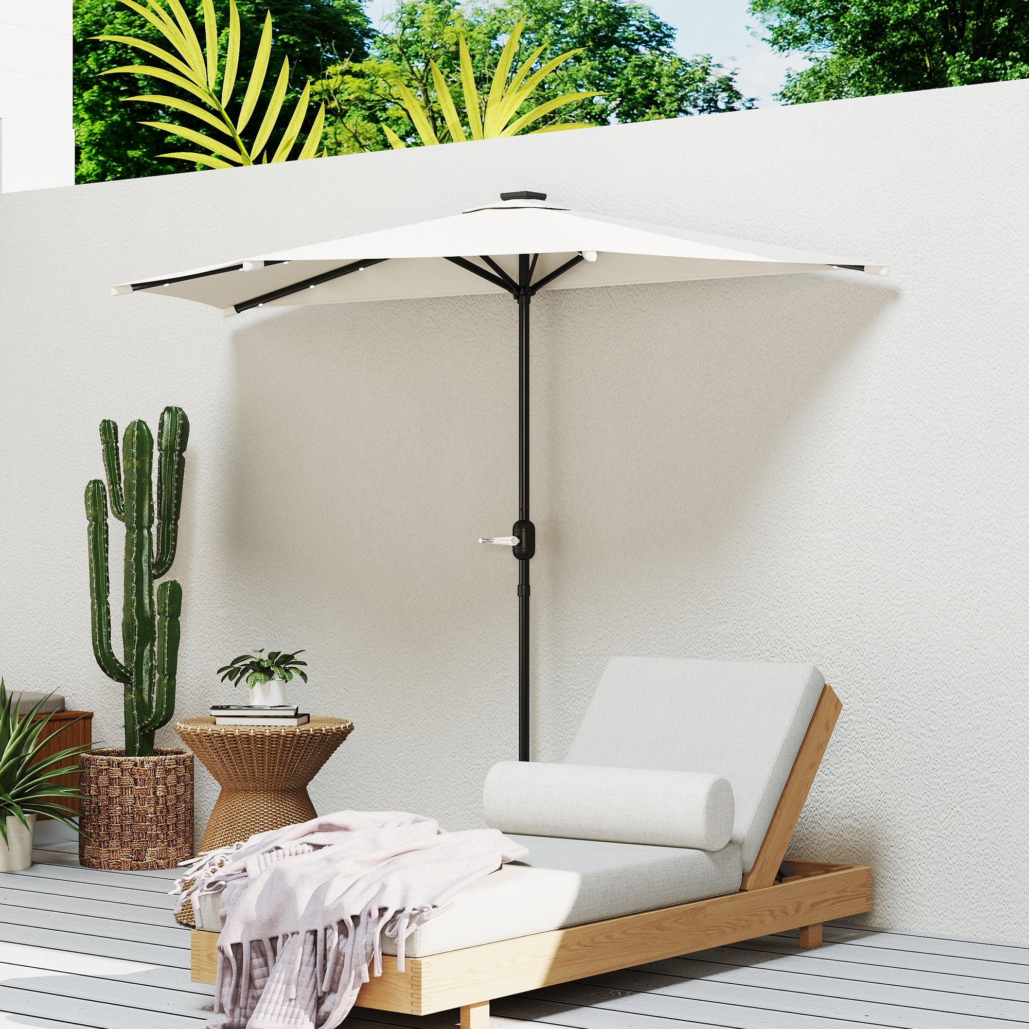 Outsunny Half Umbrella Outdoor Patio Umbrella, UPF 30+ Small Balcony ...
