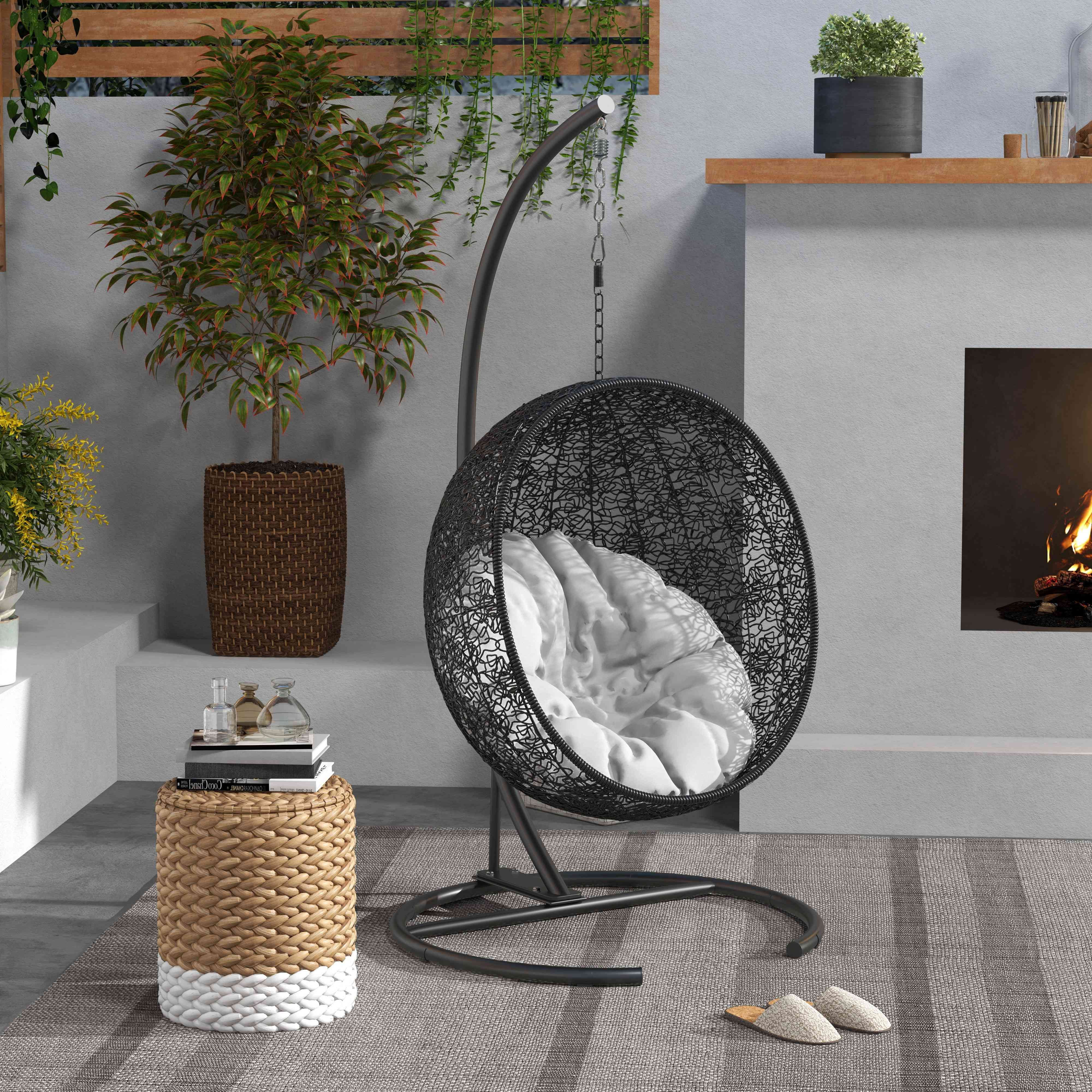 Outsunny Hanging Hammock Chair Stand, Metal Frame Hanging Stand, Black ...
