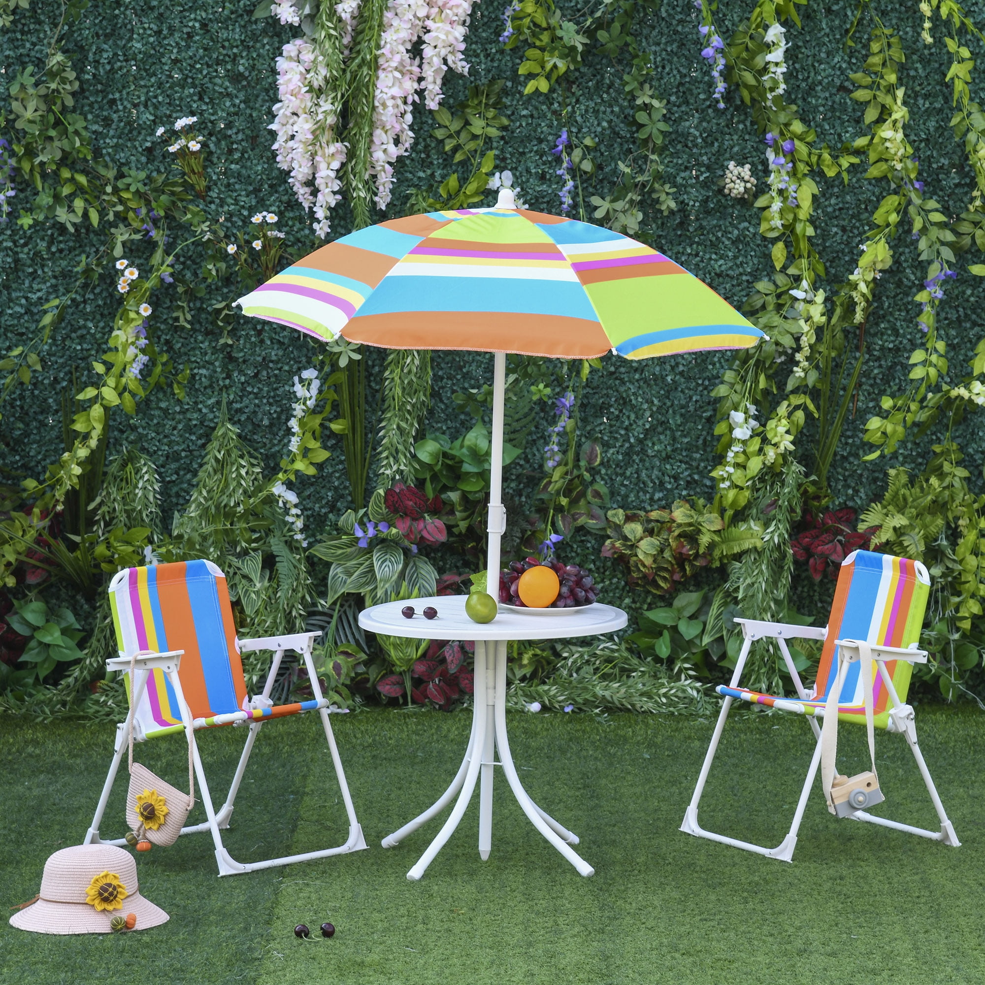 Outsunny Kids Outdoor Furniture- Foldable Patio Picnic Table and Chair ...