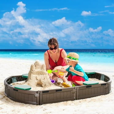Outsunny Kids Outdoor Sandbox with Cover Garden Bed, Easy Assembly for ...