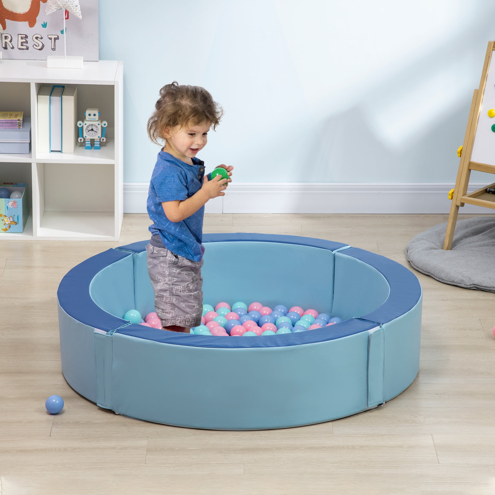Outsunny Soft Play Memory Foam Ball Pit for Toddlers 1-3, Indoor ...