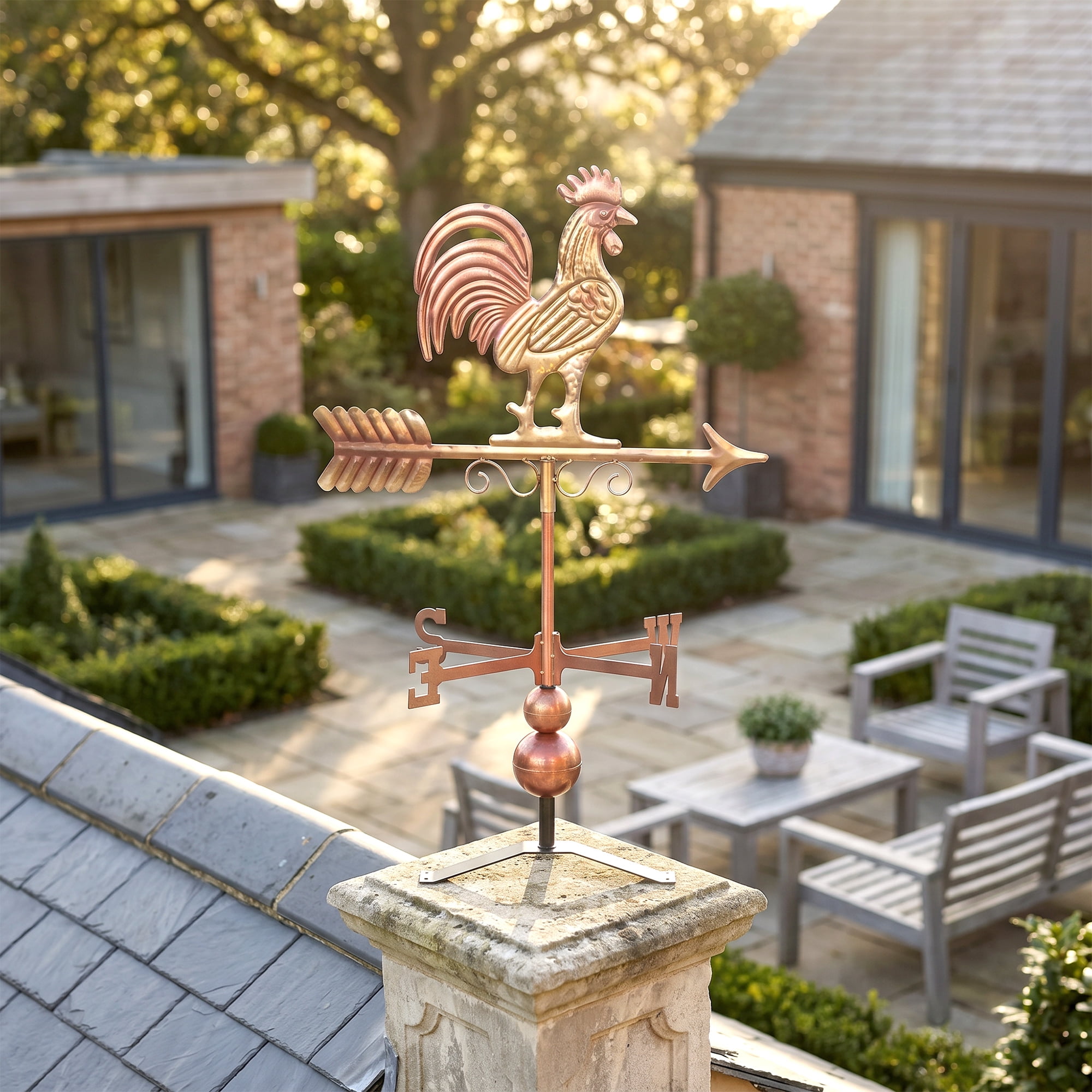 Outsunny Metal Rooster Weathervane, Roof Mount Outdoor Weather Vanes ...