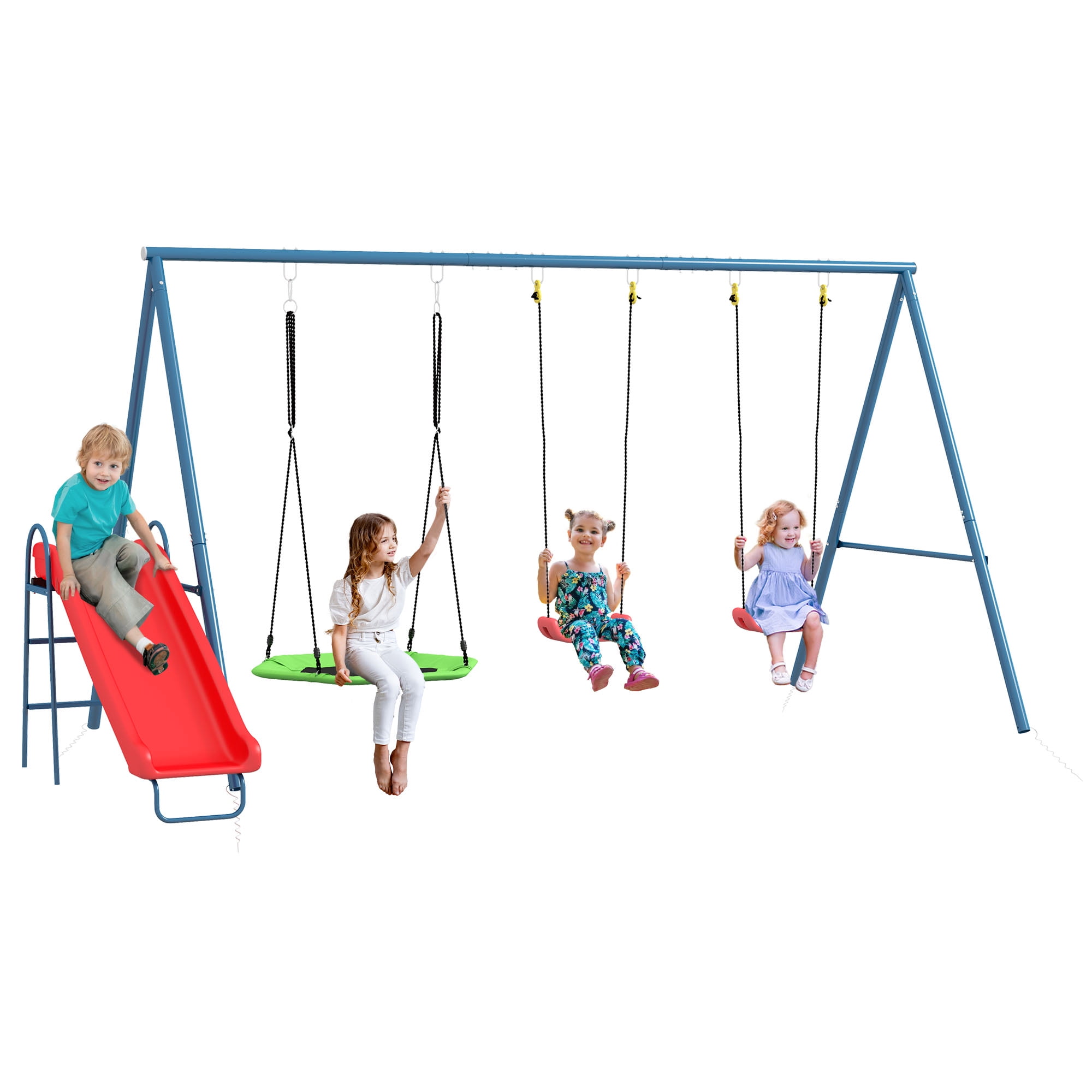 Outsunny Metal Swing Set for Backyard, 3 in 1 Design, Holds Up to 352 lbs. - Walmart.com