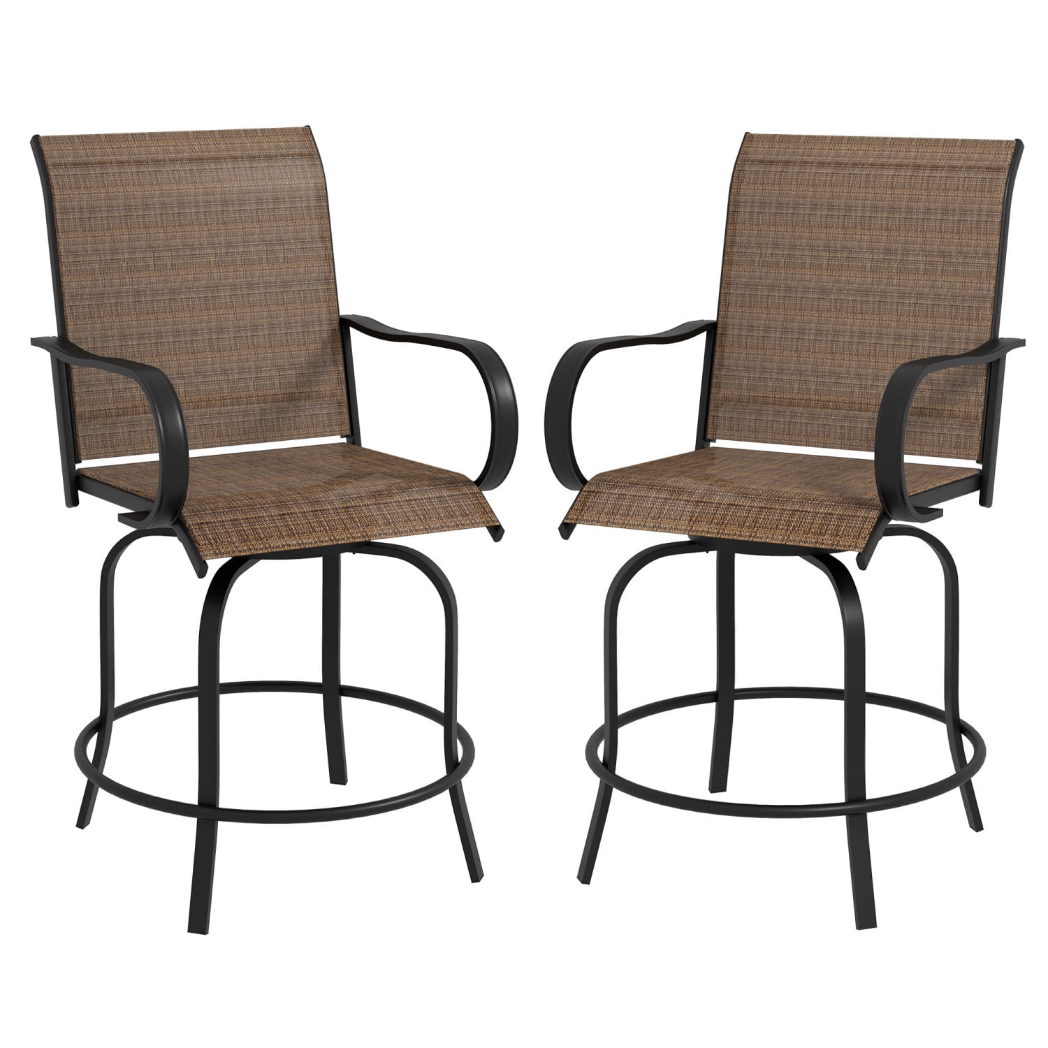 Outsunny Outdoor Bar Stools with Armrests Set of 2 360° Swivel Bar ...