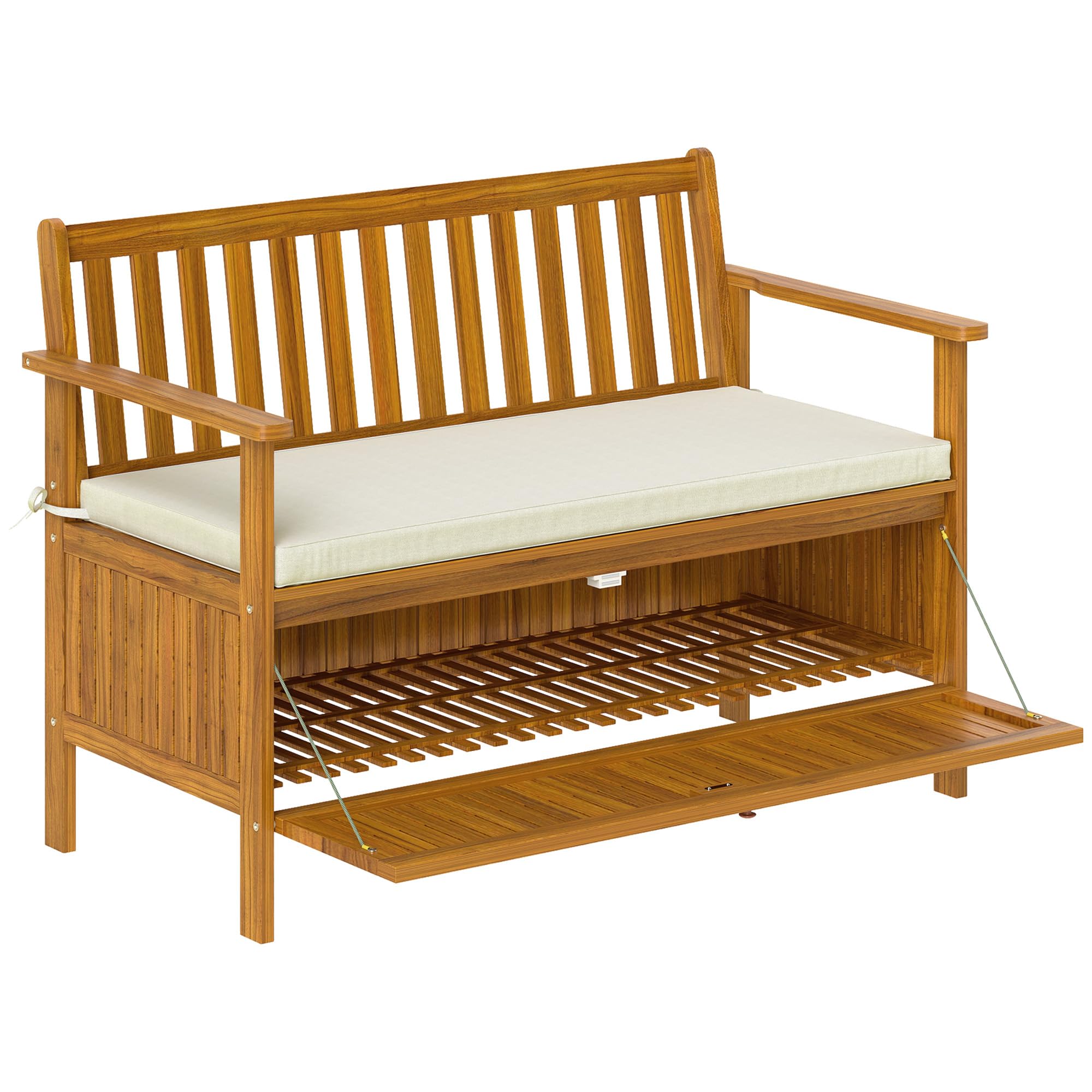 Outsunny Outdoor Bench with Storage Box, 28 Gallon Outdoor Storage ...