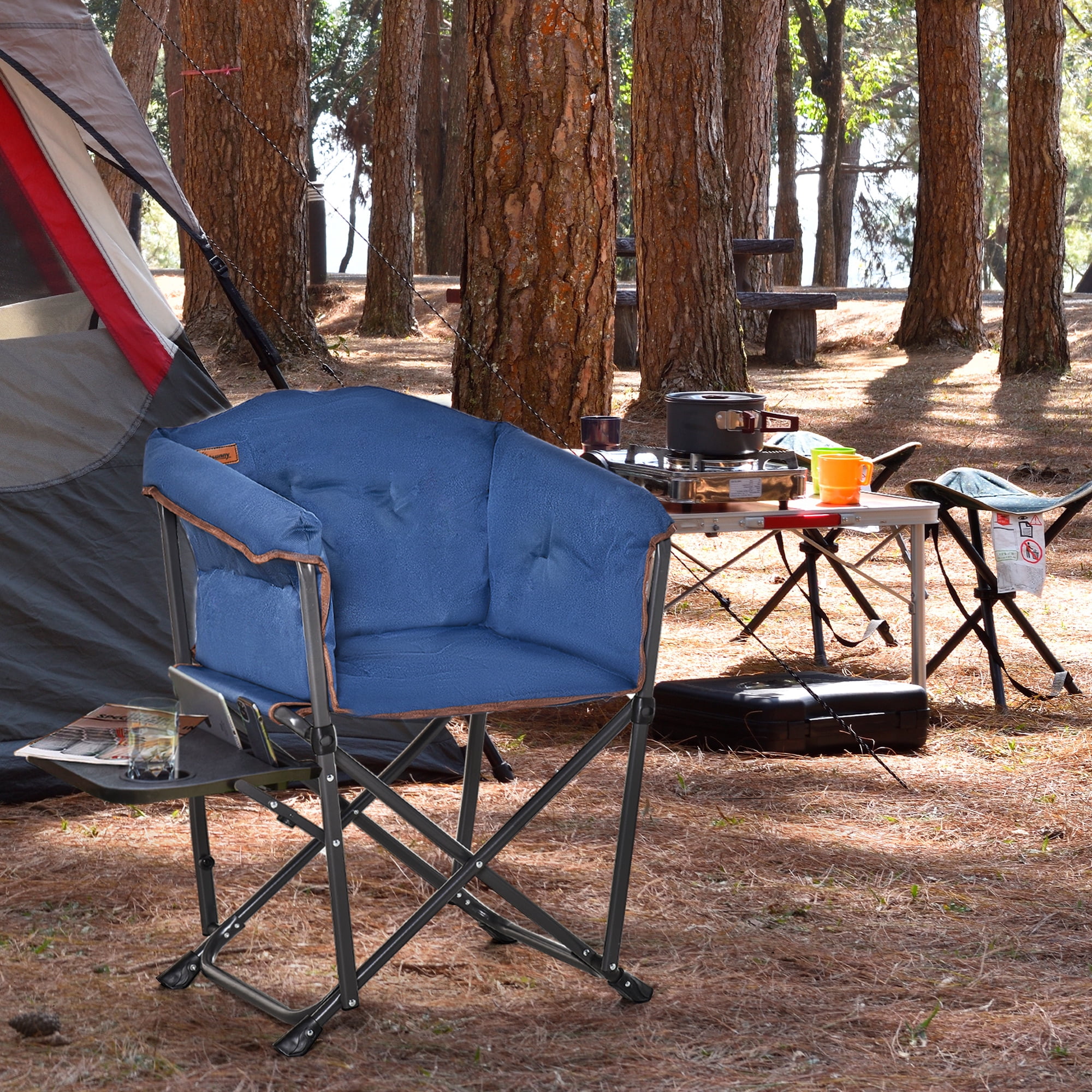 Outsunny Outdoor Director Chair, Folding Camping Chair with Thick ...