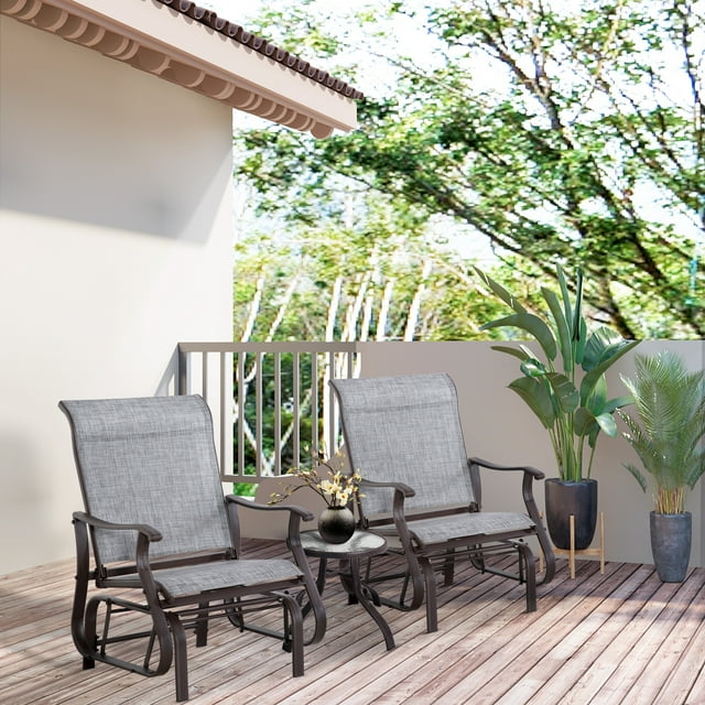 Outsunny Outdoor Patio Glider Chair, Steel Frame, Mesh Fabric, Gray ...