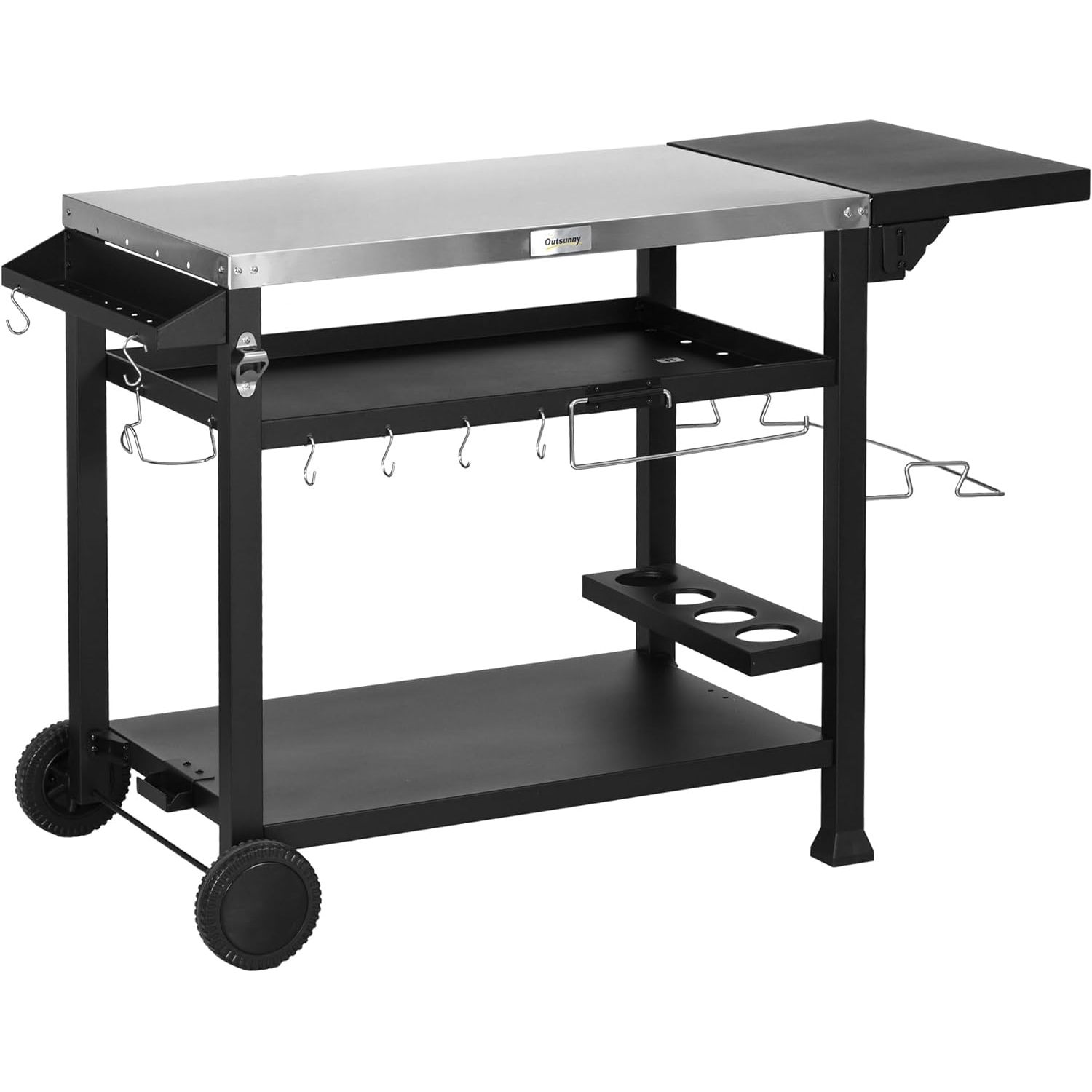 Outsunny Outdoor Grill Cart with Foldable Side Table, 46" x 21.75 ...