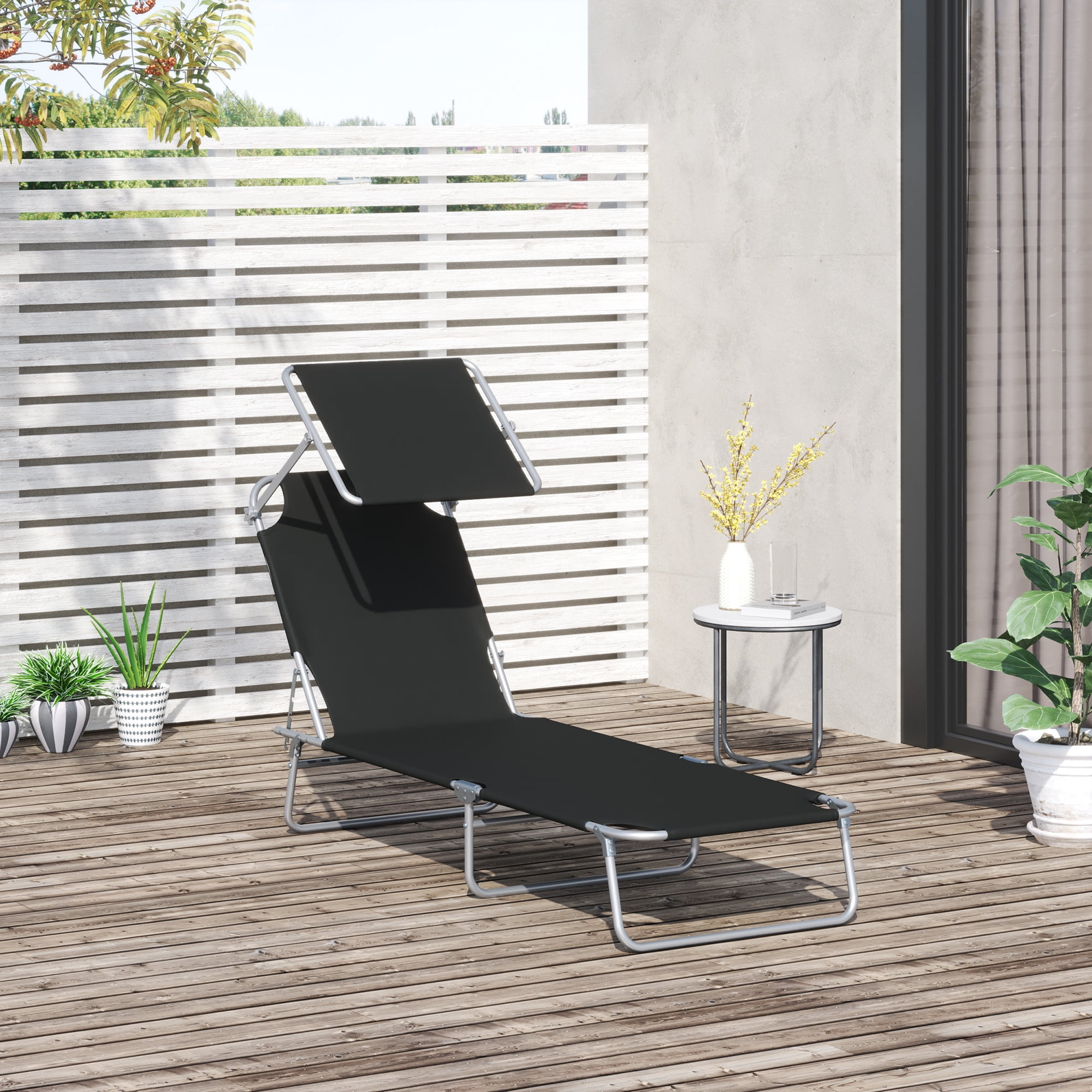 Outsunny Outdoor Lounge Chair, Adjustable Folding Chaise Lounge ...