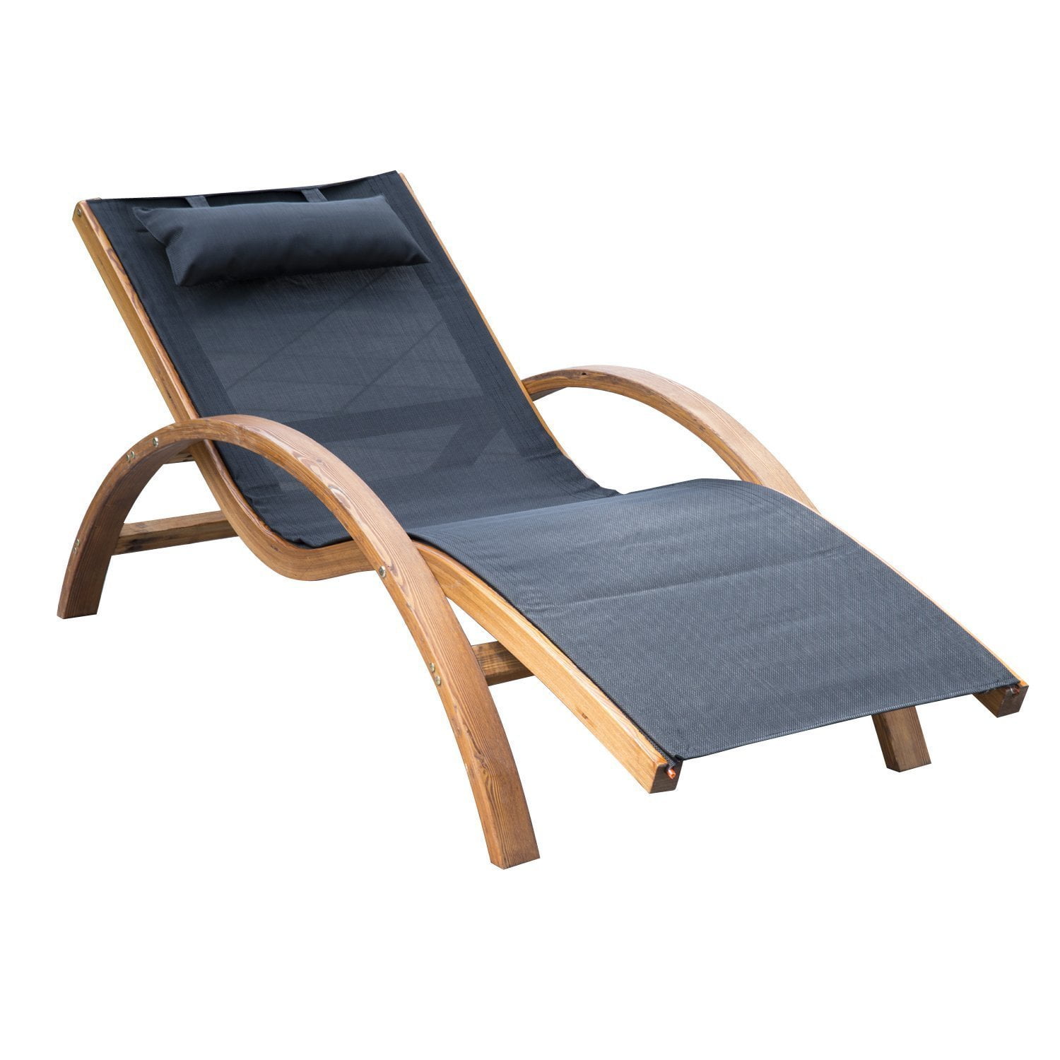 Outsunny Portable Mesh Lounge Chair with Cushion for Patio, Deck ...