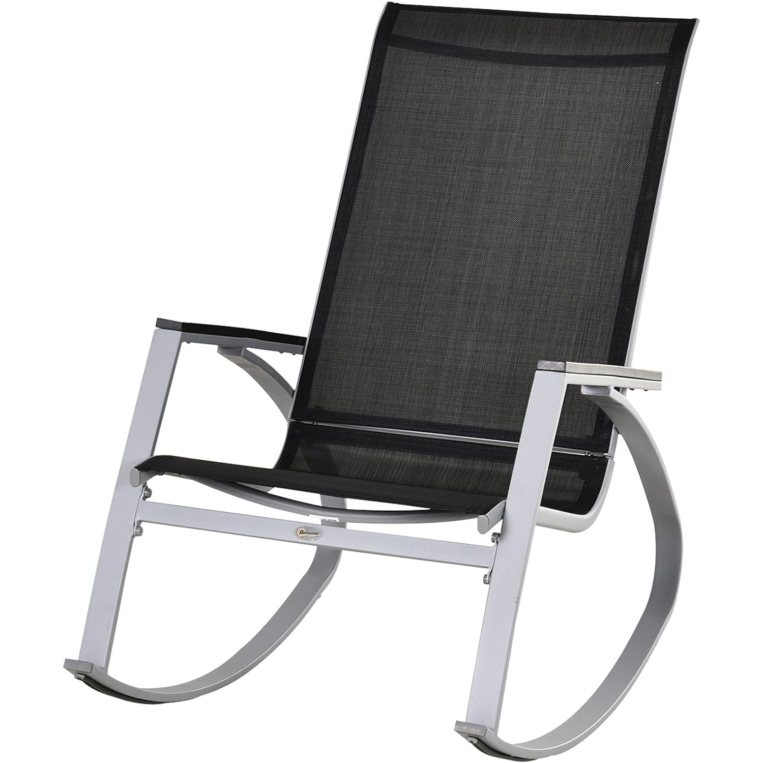 Outsunny Outdoor Modern Front Porch Patio Rocking Sling Chair - Black ...