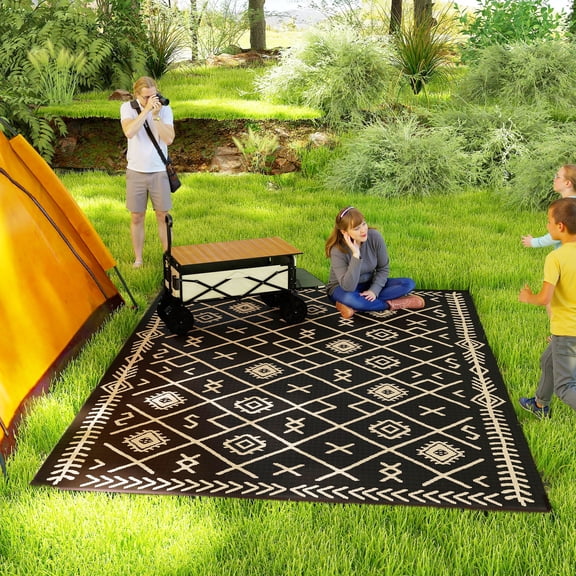 9' x 12' RV Mat, Outdoor Patio Rug / Large Camping Carpet with Carrying ...