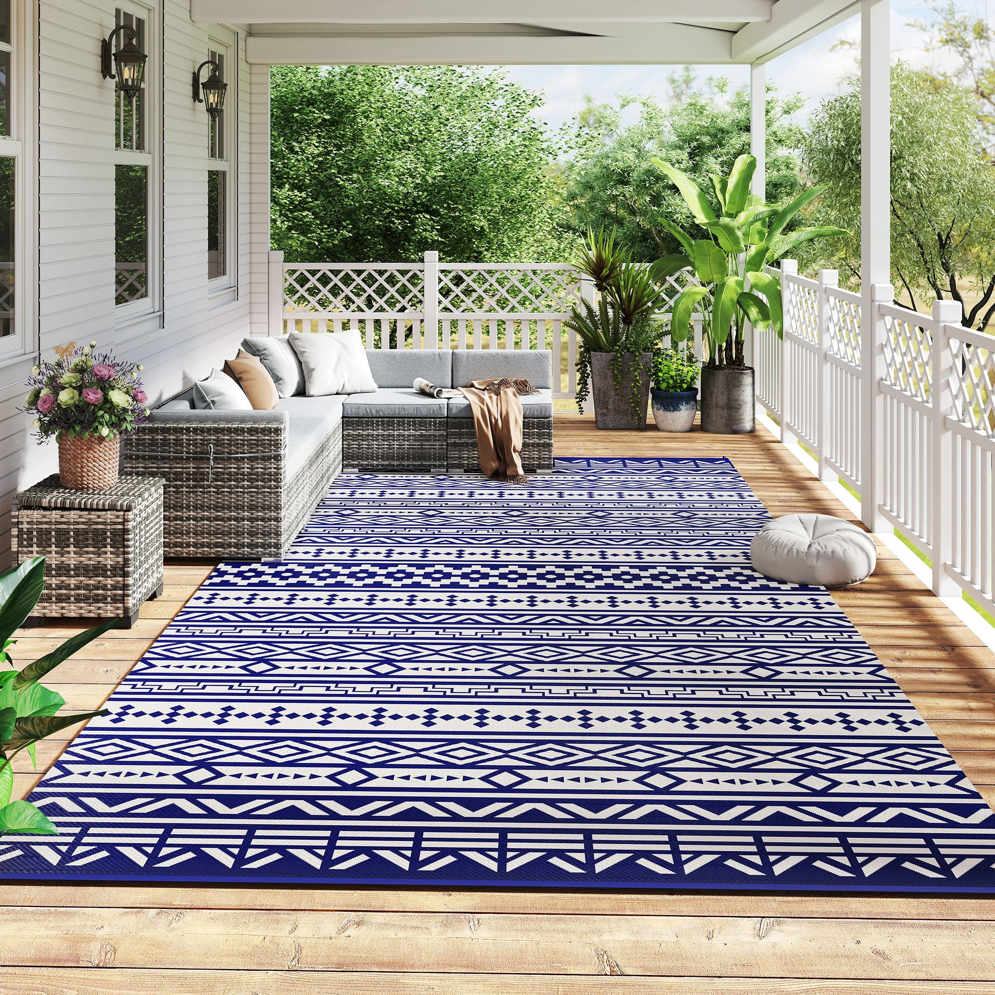 Outsunny Outdoor Patio Rug, Large Camping Carpet with Carrying Bag, 9 ...