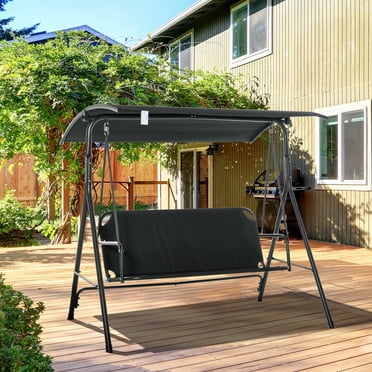 Outsunny 3-Seat Outdoor Patio Swing Chair with Removable Cushion, Steel ...