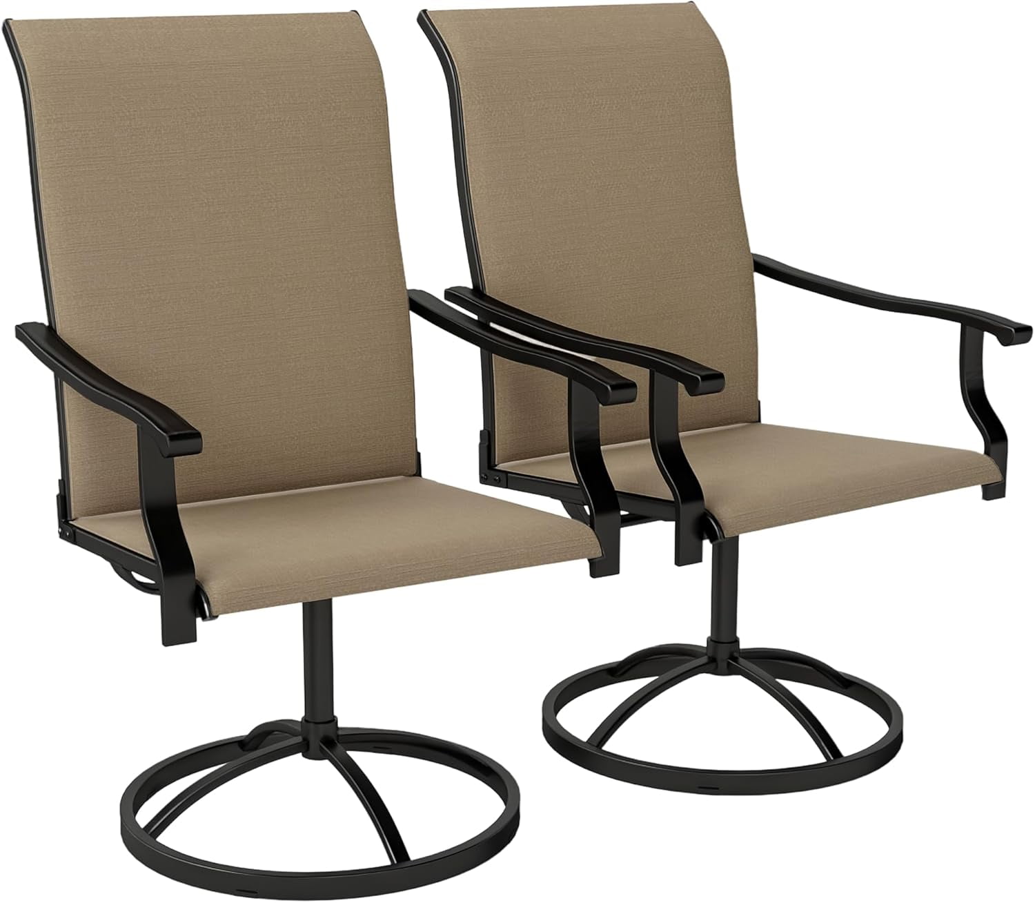 Outsunny Outdoor Patio Swivel Chairs Set of 2, High Back Patio Dining ...