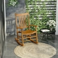 Outsunny Slatted Wooden Rocking Chair for Patio, Porch, Balcony ...