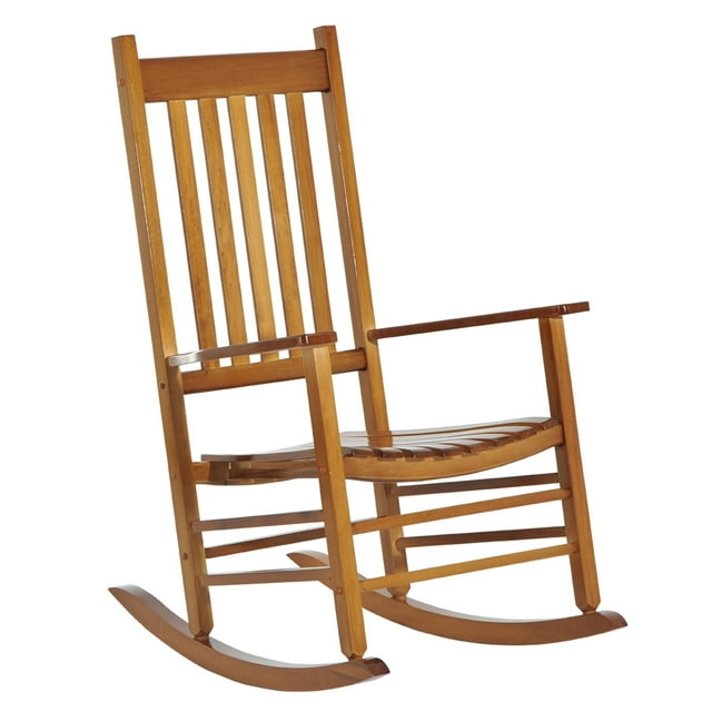 Outsunny Outdoor Rocking Chair, High Back Wooden Rocker, Slatted ...