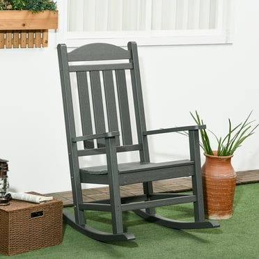 Outsunny Garden Rocking Chair for Patio, Balcony, Porch, Light Blue ...