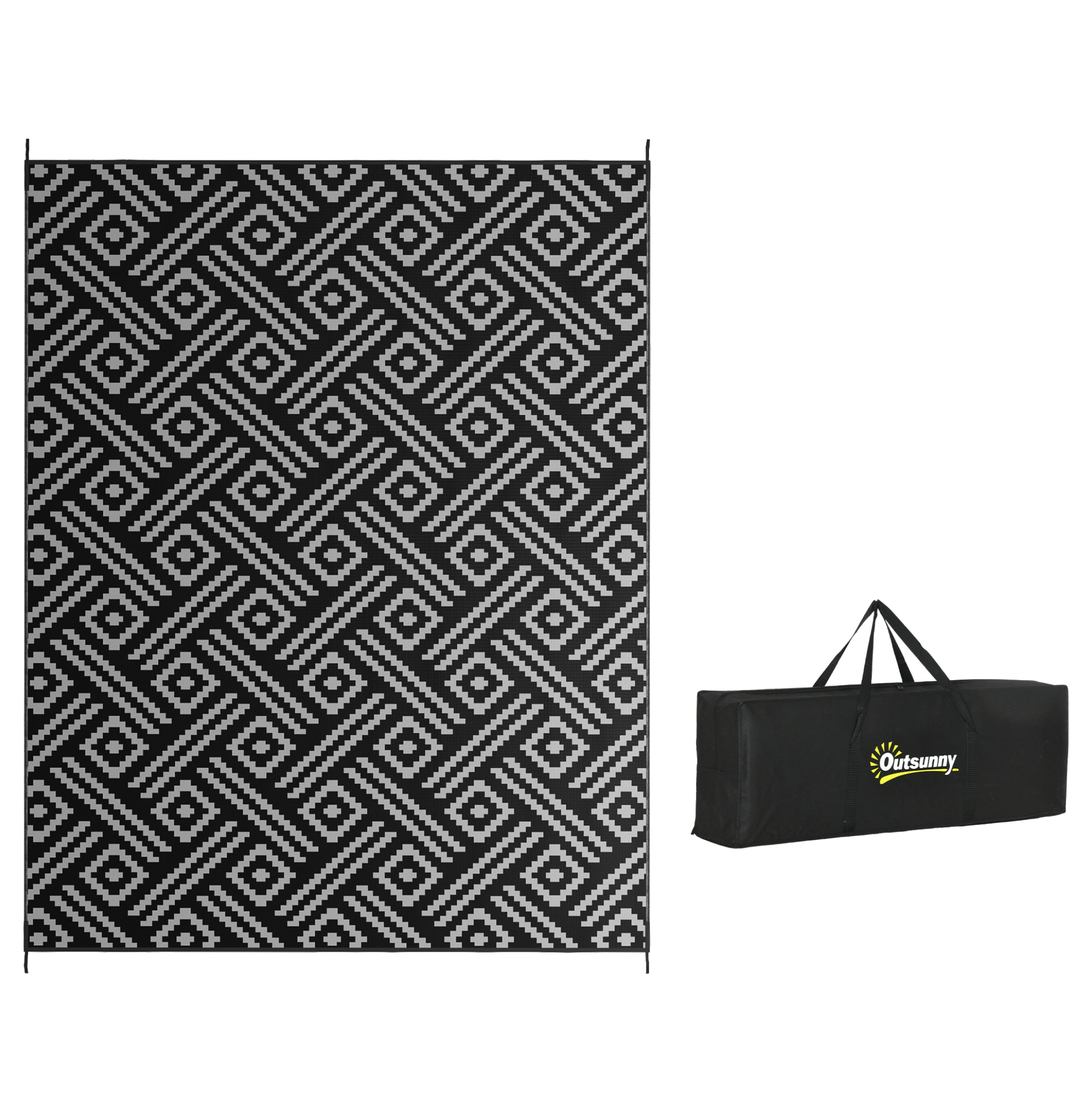 Outsunny Outdoor Rug 9x12, Waterproof Plastic Straw Rug, Reversible RV ...