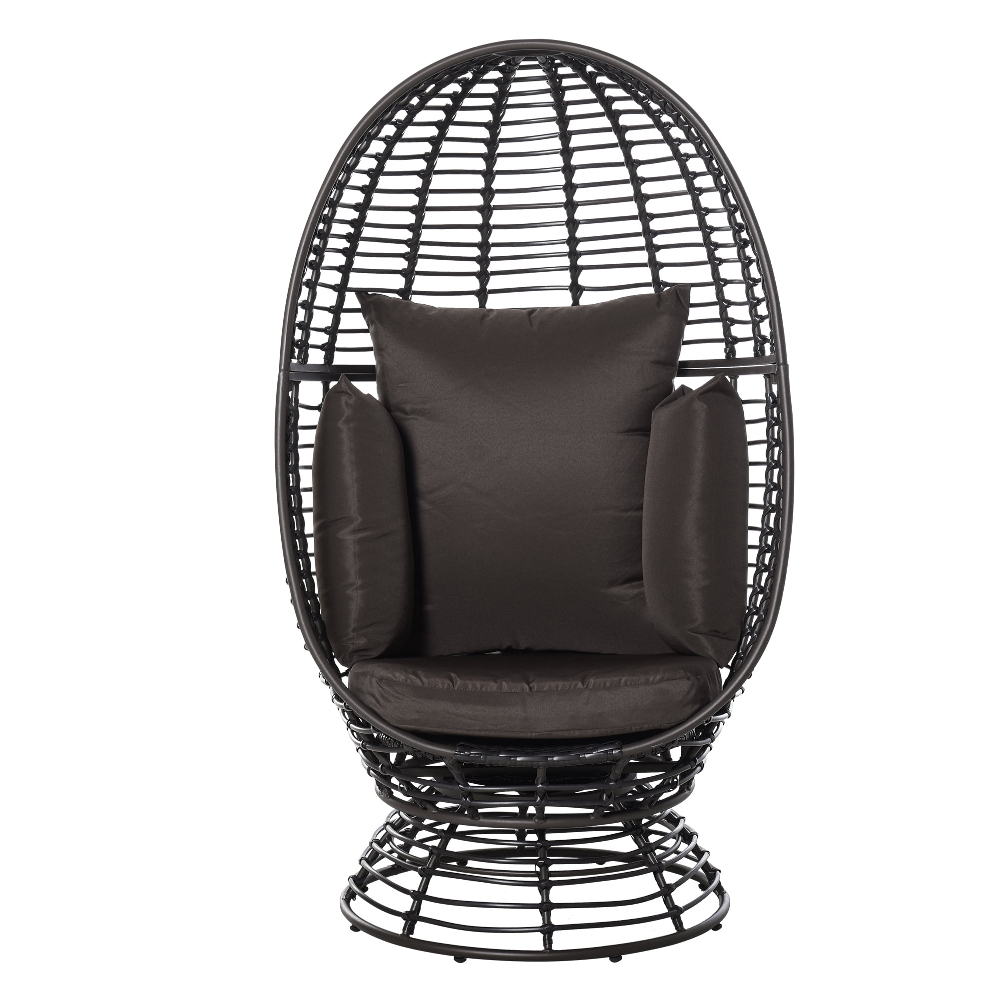 Outsunny Outdoor Wicker Egg Chair with Cushion, Lounge Chair Rattan 360 ...
