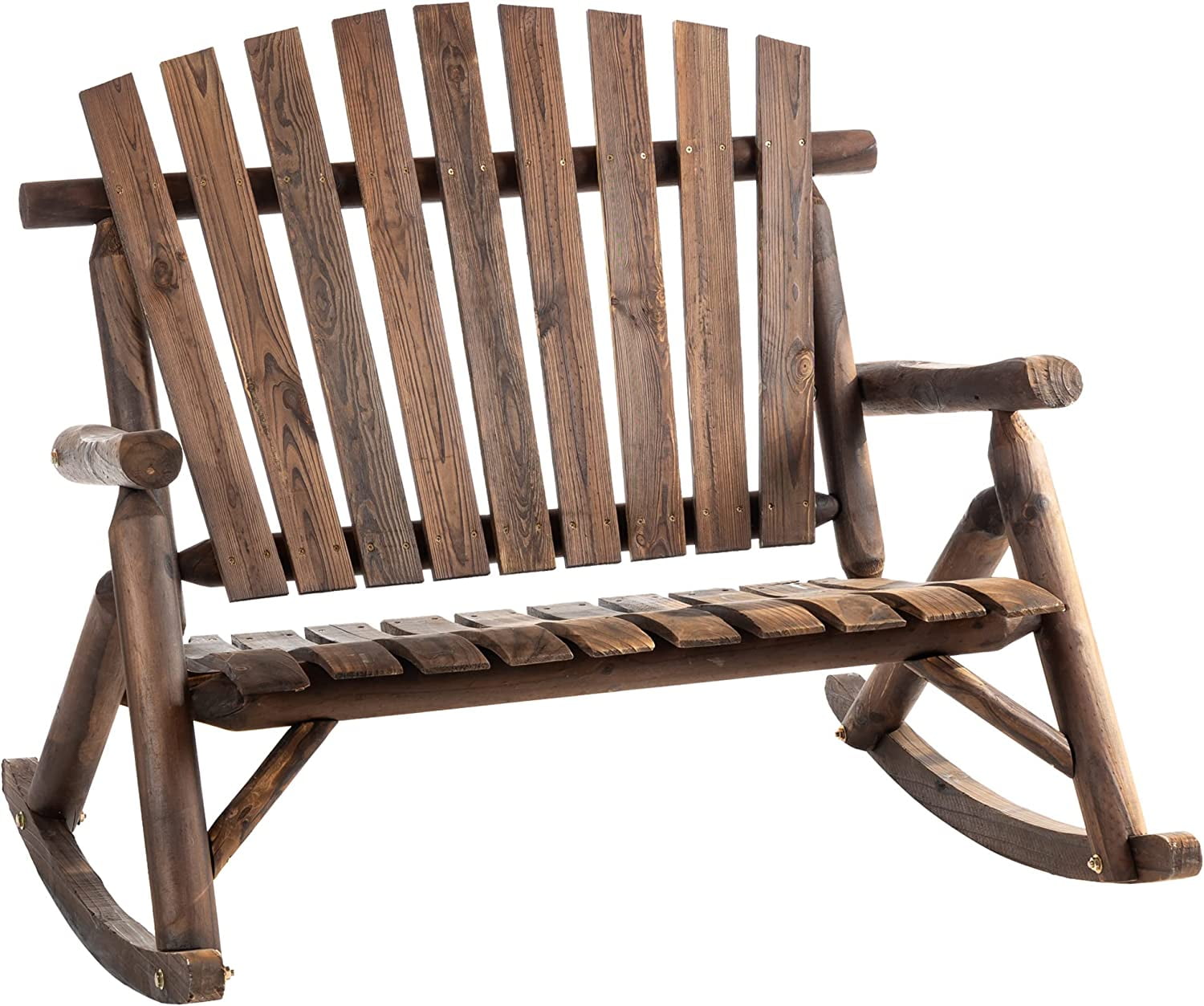 Outsunny Outdoor Wooden Rocking Chair, Double-Person Adirondack Rocking ...