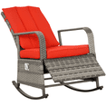 Outsunny PE Rattan Outdoor Rocking Recliner with Adjustable Footrest ...