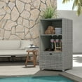 Outsunny PE Rattan Poolside Towel Holder Stand with 2 Storage Shelves ...