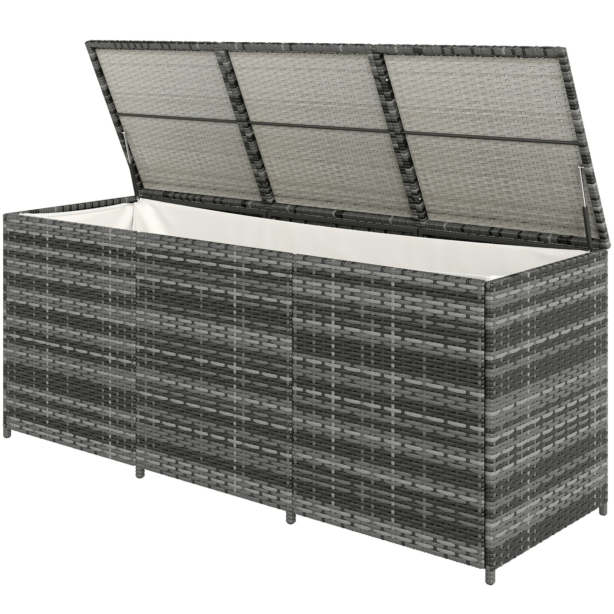 Outsunny PE Resin Woven Outdoor Storage Chest with Liner for Patio ...
